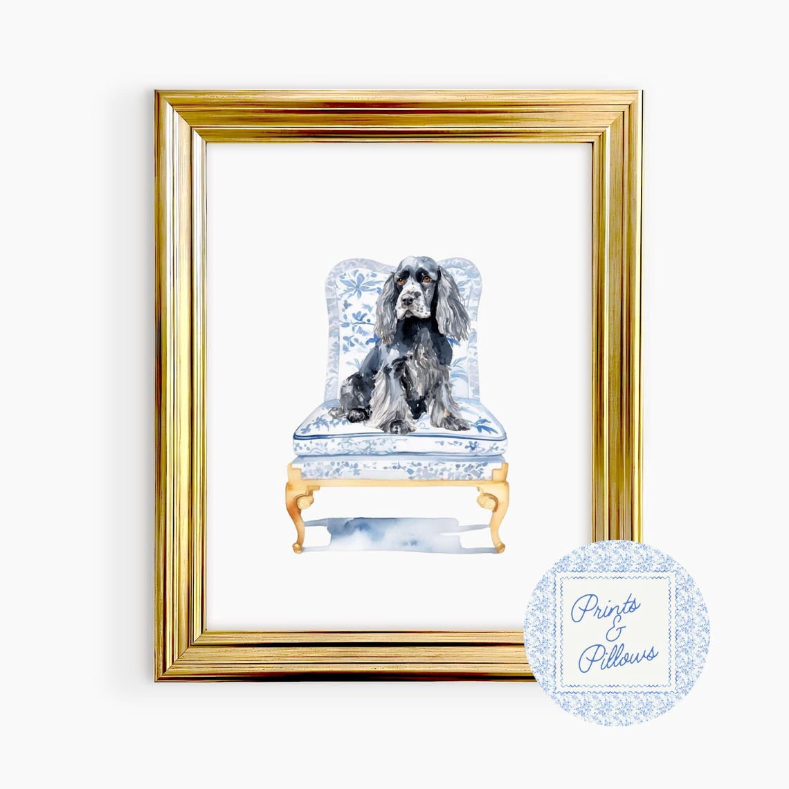 Blue Roan Cocker Spaniel Chinoiserie Dog Preppy Decor Mom Lover ...