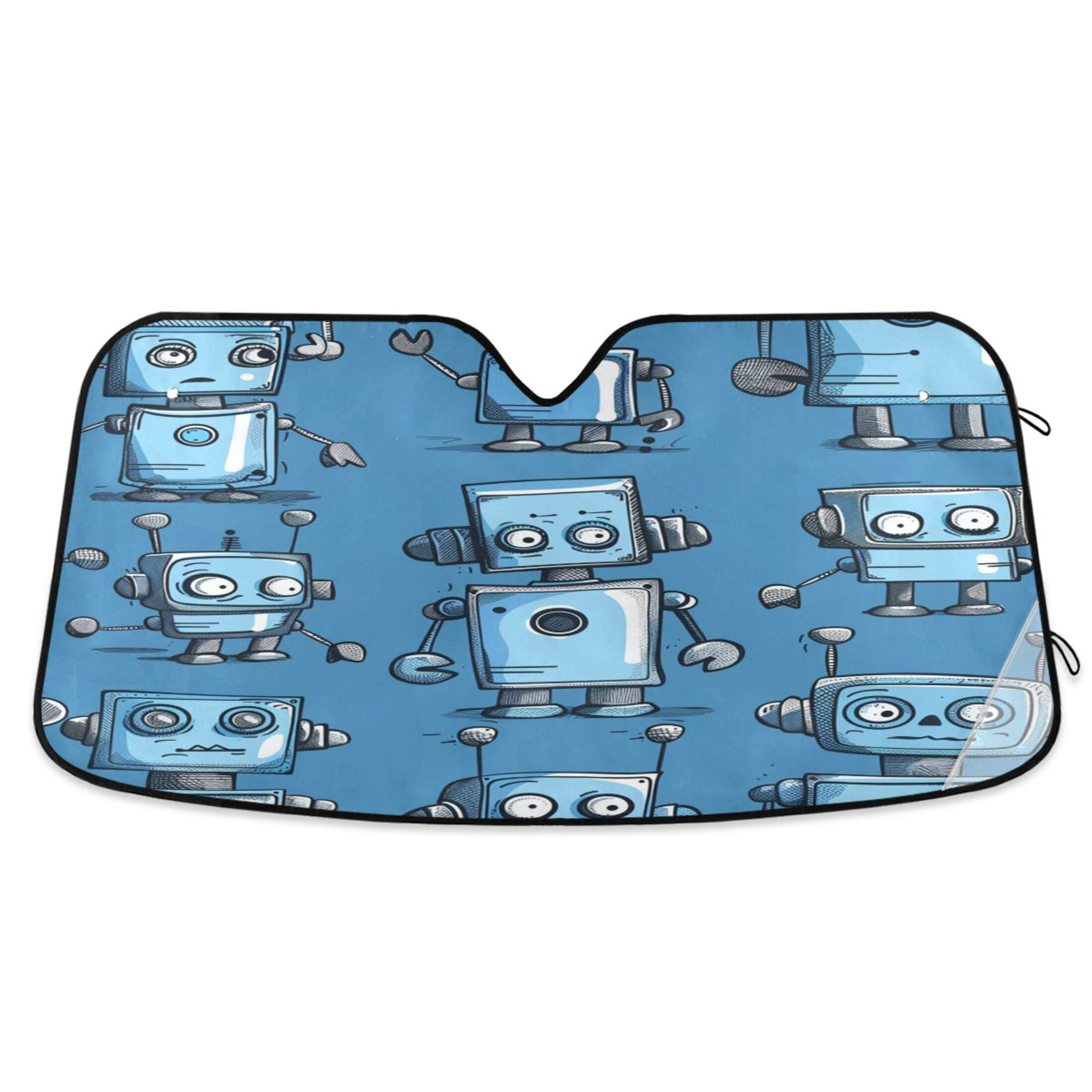 Blue Robots Cartoon Windshield Sun Shade Automobile Visor Accordion ...