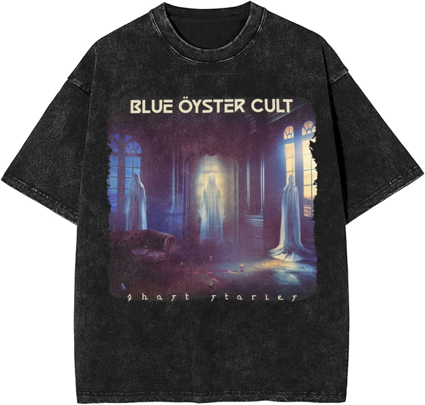 Blue Rock Oyster Music Cult Band Vintage Oversized T Shirt Casual Crew ...