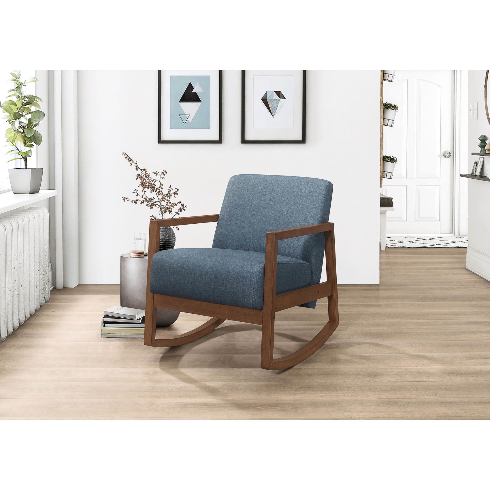 Blue Rocker Accent Chair with Ergonomic Design / Promotes Comfort and ...