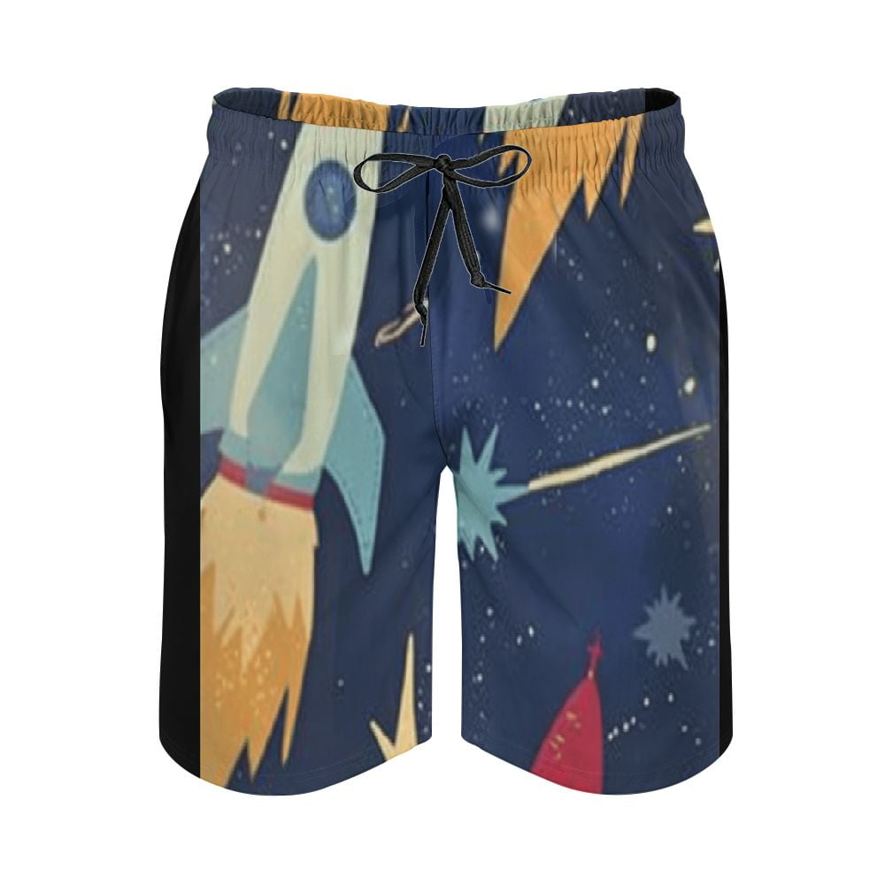 Blue Rocket Star Print Men's Beach Short Hot Summer Swim Trunks Sports ...