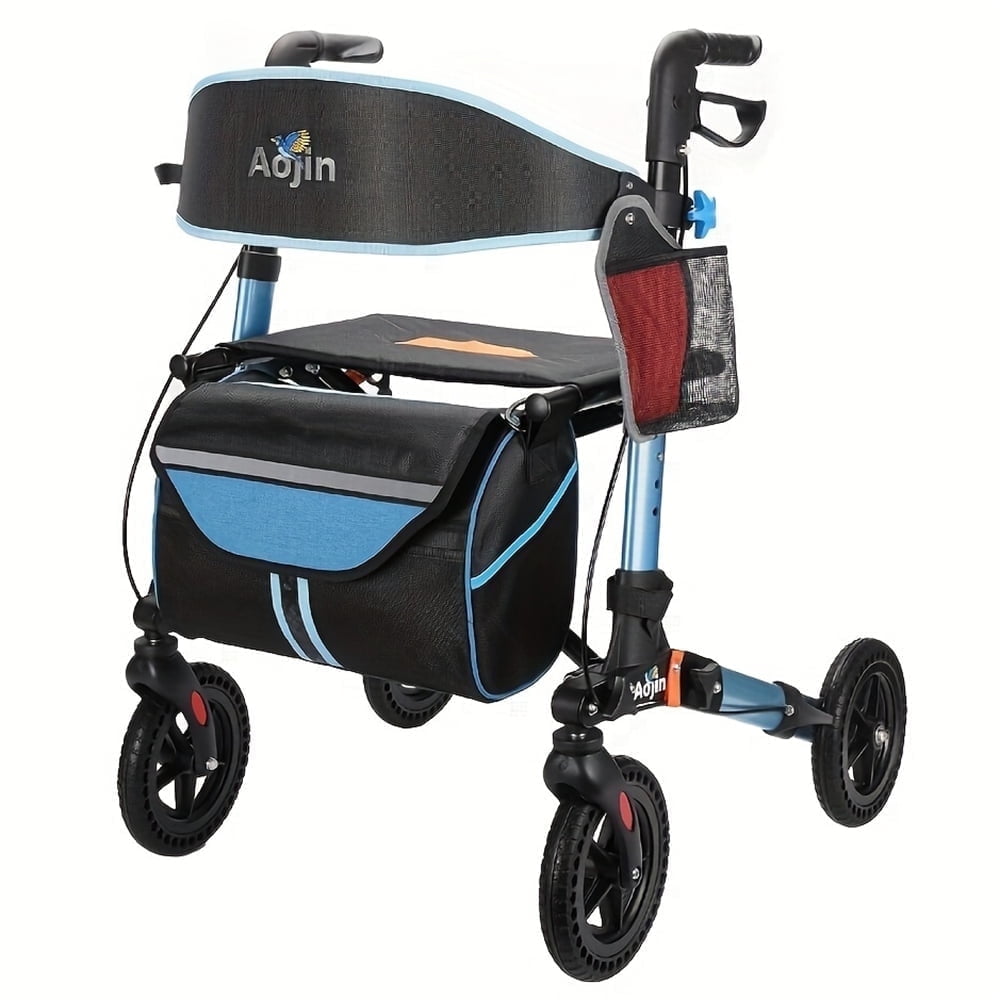 Blue Rollator Walker For Seniors, 300lbs Lightweight Foldable All ...