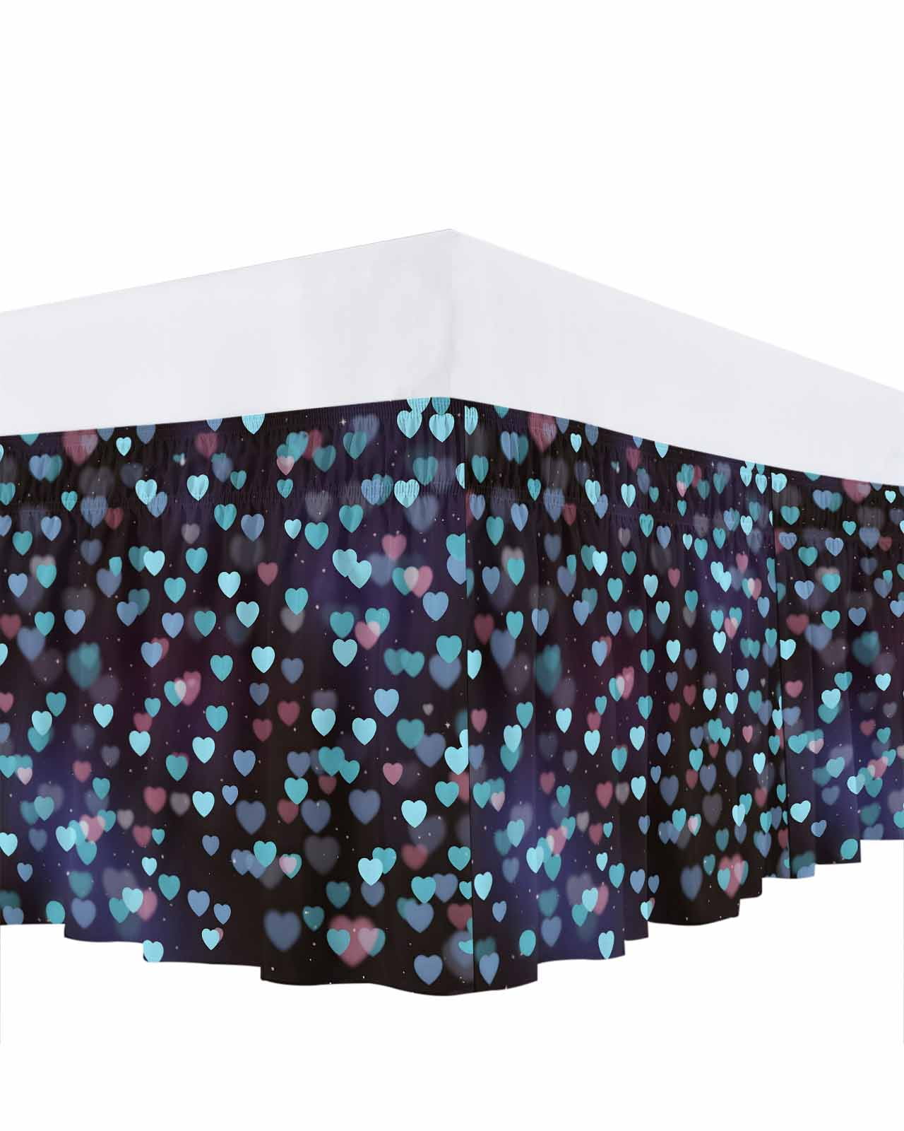 Blue Romantic Love Bed Skirt California King Size 16 Inch Drop ...