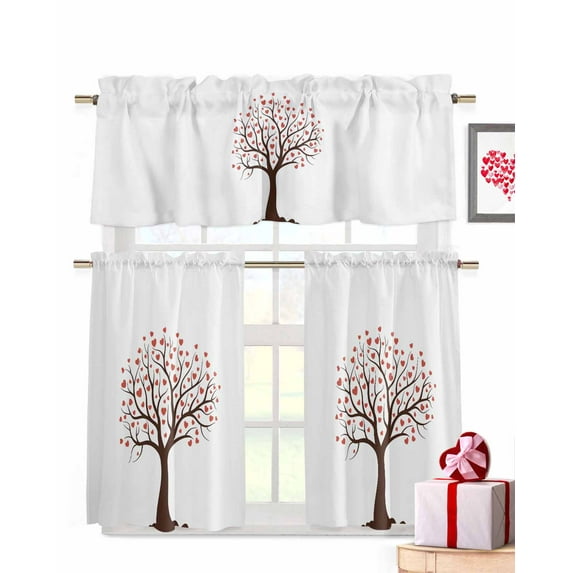 Blue Romantic Love Kitchen Curtains Valances and Tiers Set of 3, 24 ...