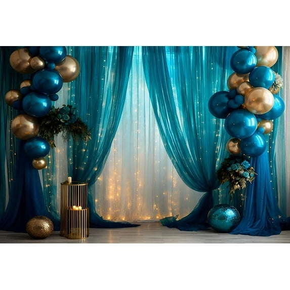 Blue Room Balloon Curtain Adult Birthday Wedding Maternity Portrait r ...