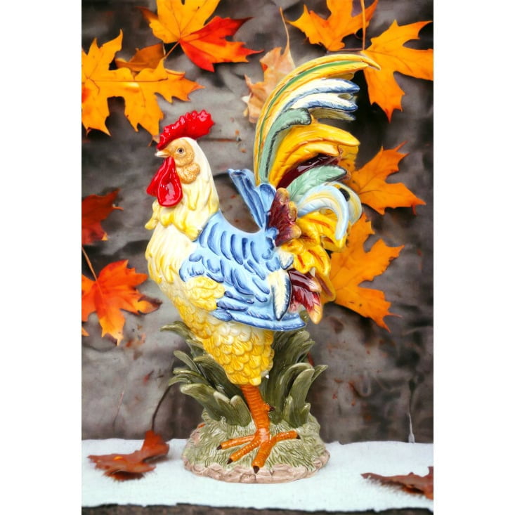 Blue Rooster Figurine 12.5 x 10 x 23.5 Inch Collectible Display ...