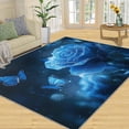 Blue Rose Area Rug, Rose Rug, Floral Rugs for Living Room Bedroom ...
