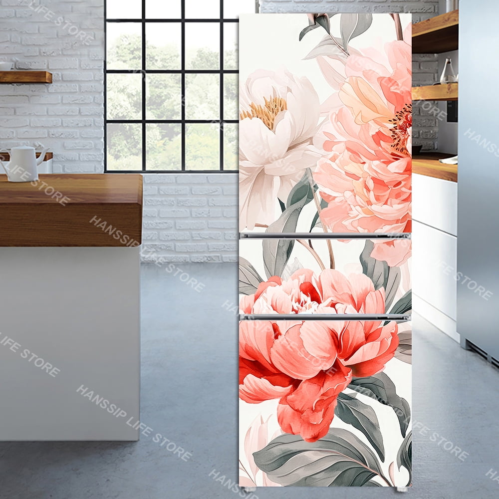 Blue Rose Art Mural Refrigerator Door Sticker Kitchen ration Wallpaper ...