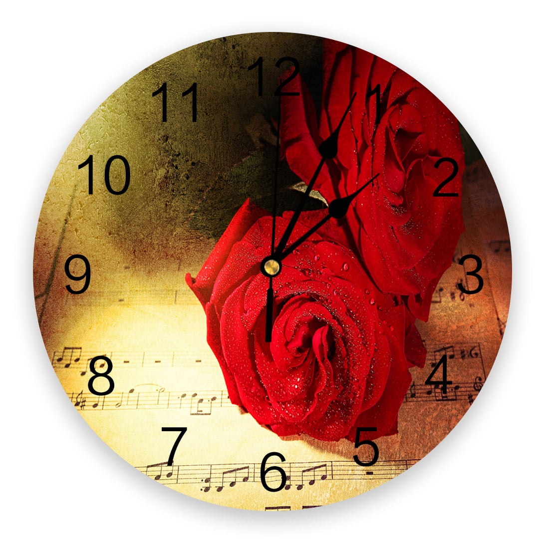 Blue Rose Beautiful PVC Wall Clock Modern Design Living Room ration ...