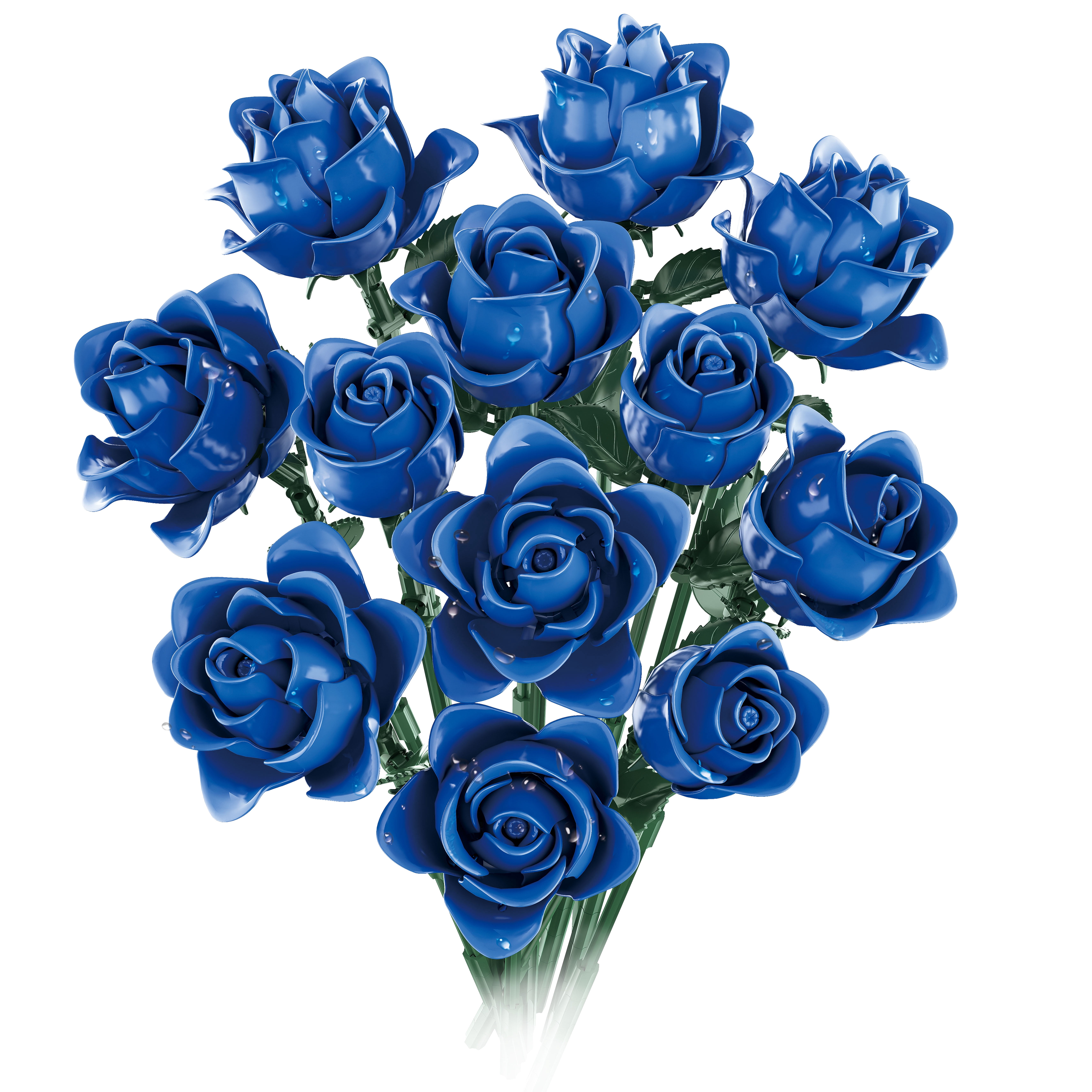 Blue Rose Building Kit, 585pcs DIY Artificial Flowers with Adjustable ...