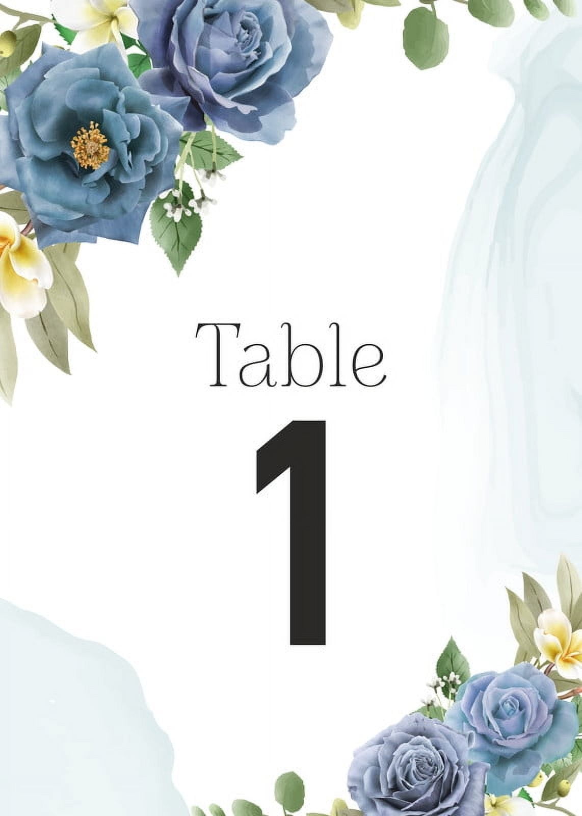 Blue Rose Design Table Number Cards Double Sided Party Table Numbers ...