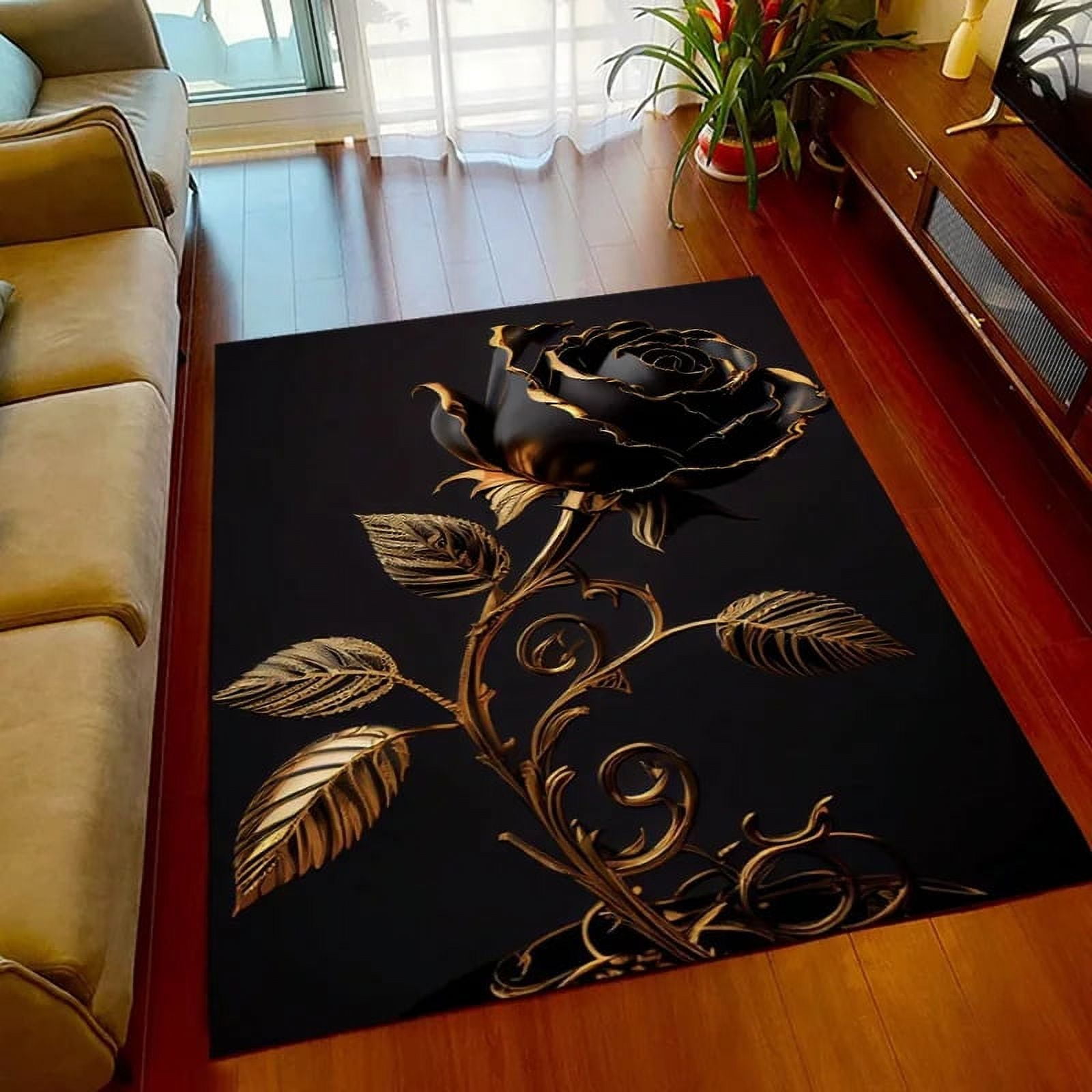Blue Rose Floral 3D Carpet Modern Sofa for Living Room Beautiful Coffee ...