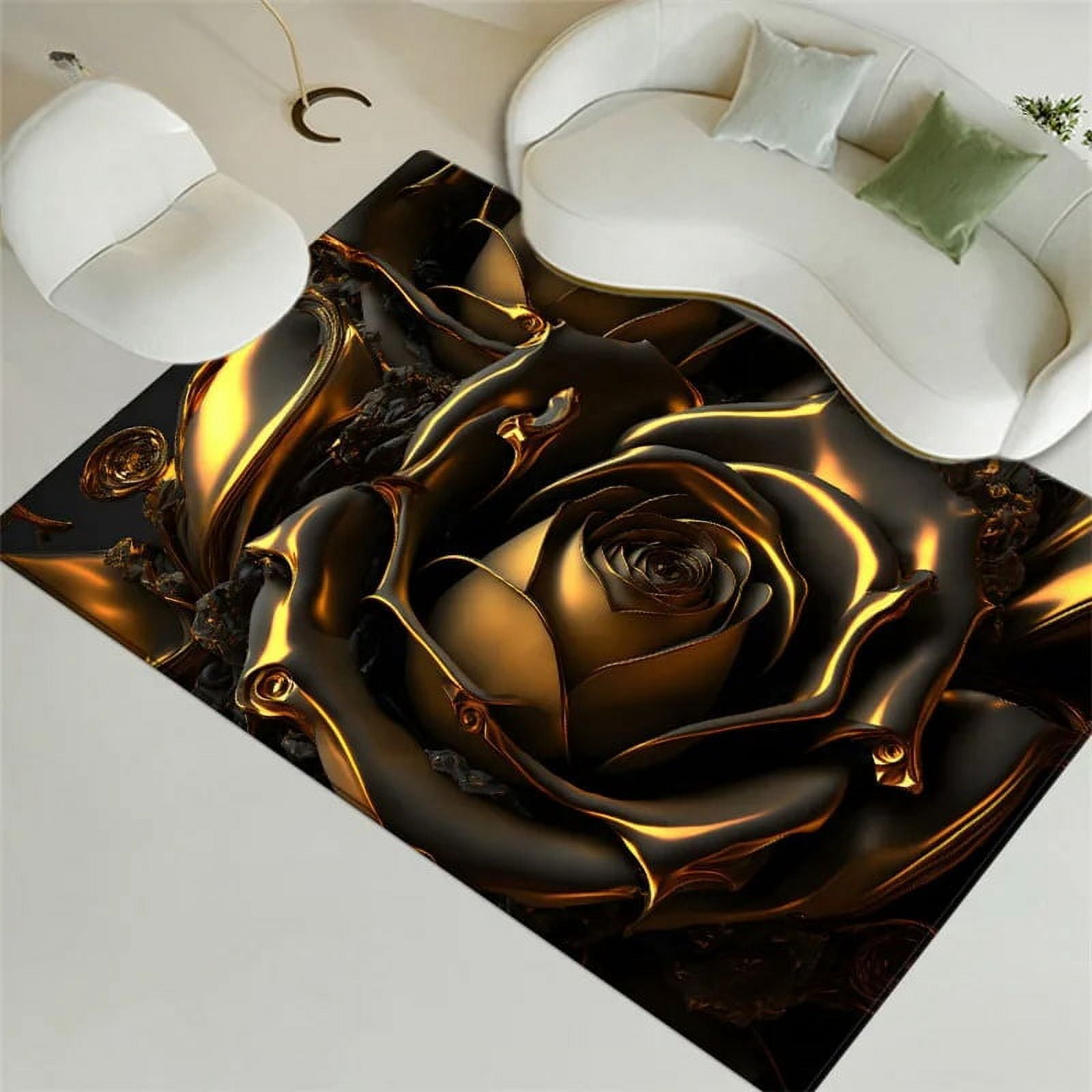 Blue Rose Floral 3D Carpet Modern Sofa for Living Room Beautiful Coffee ...