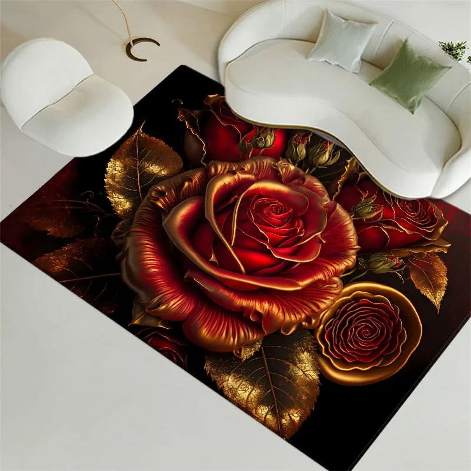 Blue Rose Floral 3D Carpet Modern Sofa for Living Room Beautiful Coffee ...