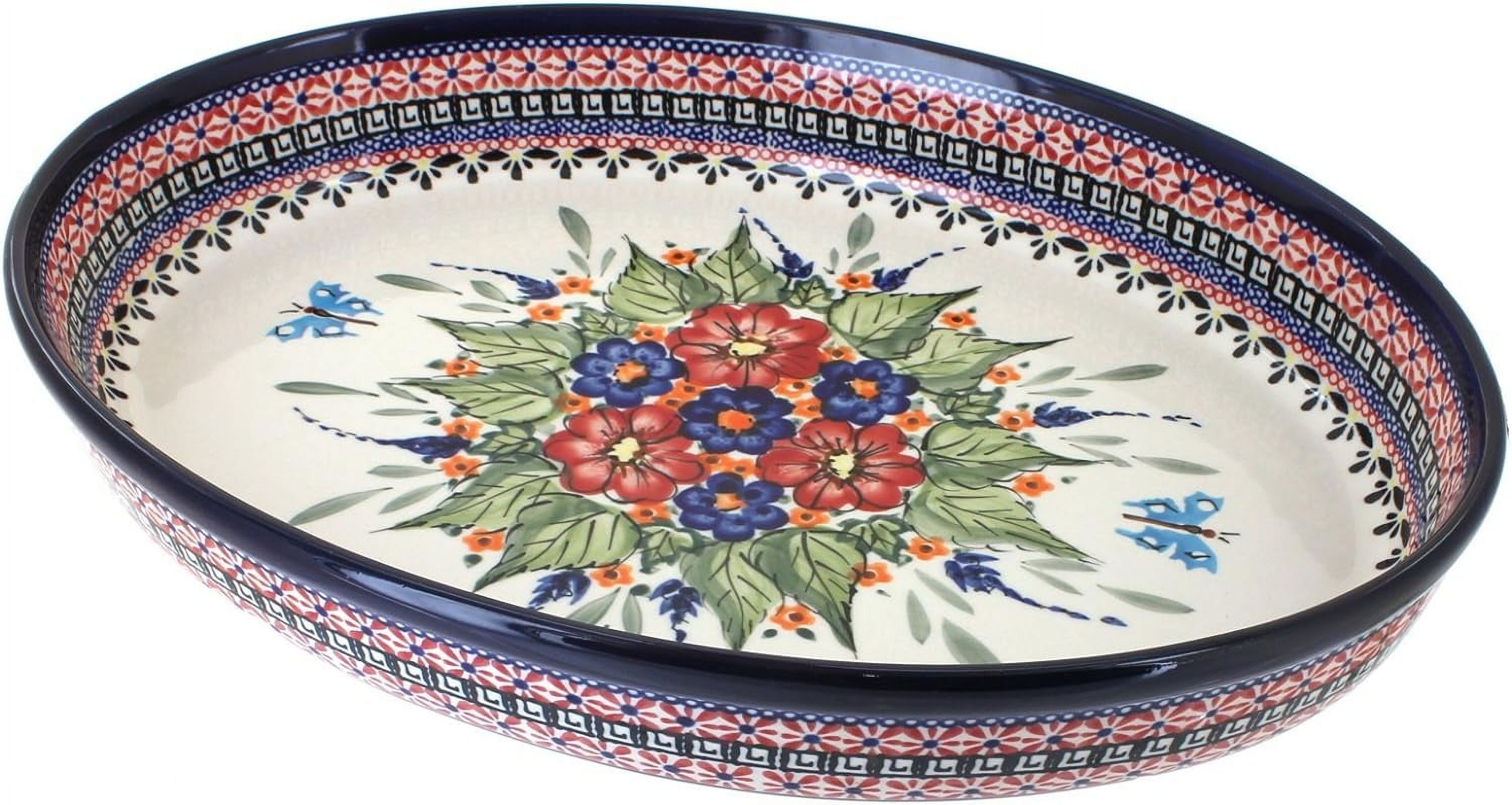 Blue Rose Floral Large Oval Baker - Walmart.com
