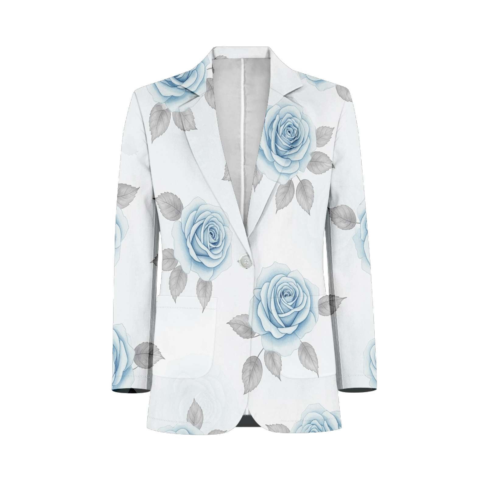 Blue Rose Floral Pattern Men Blazers Slim Clothing Summer Jacket Man ...