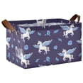Blue Rose Horse Pattern Collapsible Storage Bin Open Home Shelf Basket ...