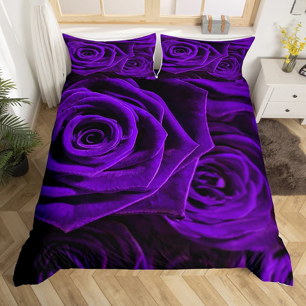 Blue Rose King Bedding Set tic Floral Duvet Cover Abstract Water ...