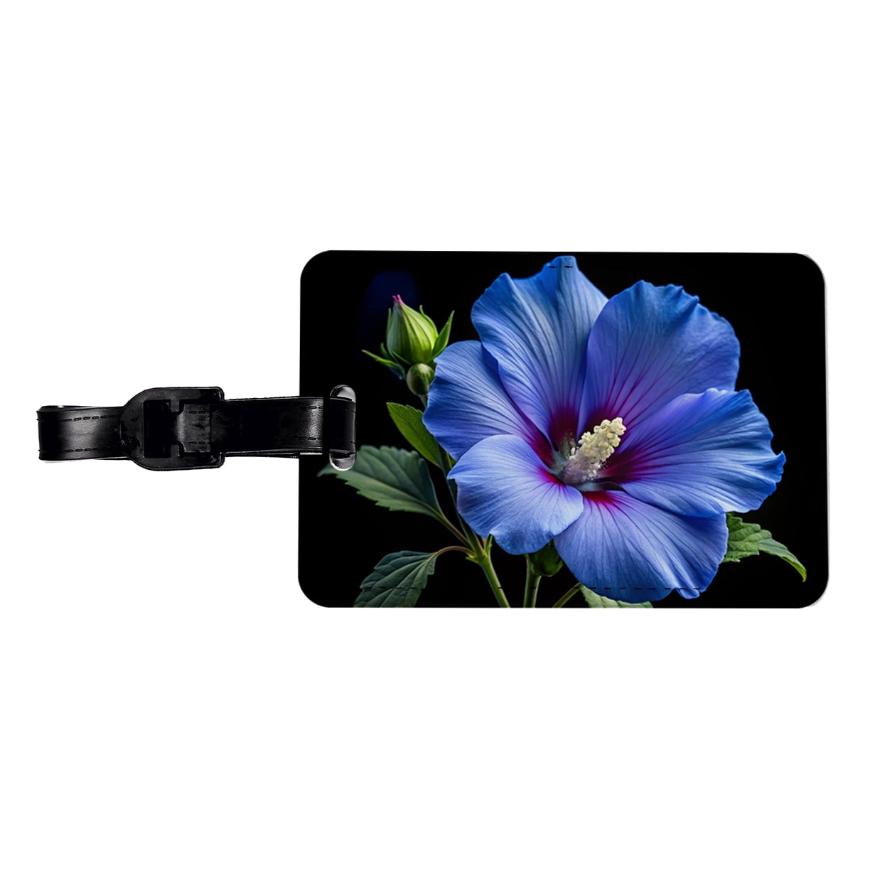 Blue Rose Of Sharon Flower Photo Faux Leather Travel Luggage Tag ...