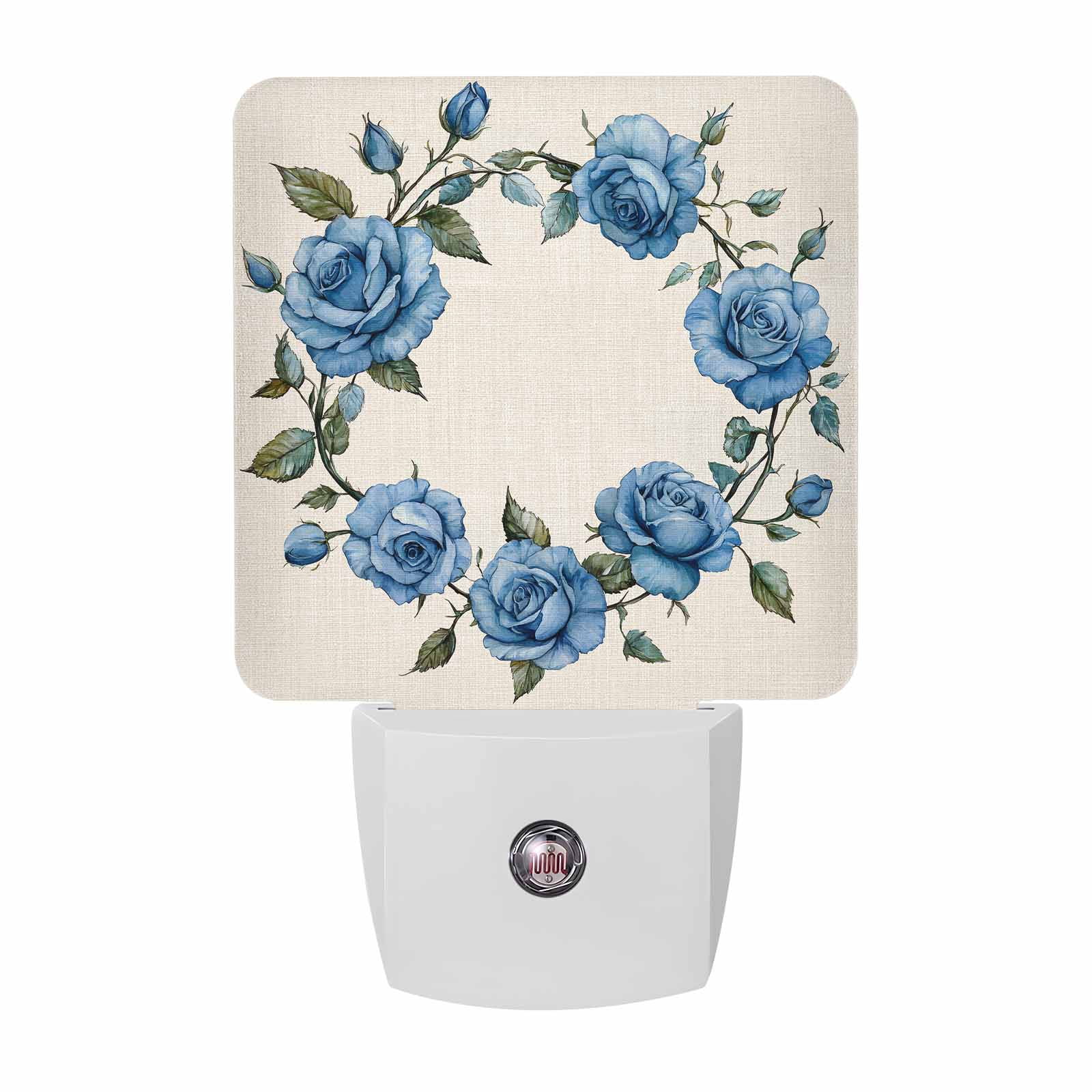 Blue Rose Plug-in LED Night Lights Retro Wreath Auto Dusk-to-Dawn ...