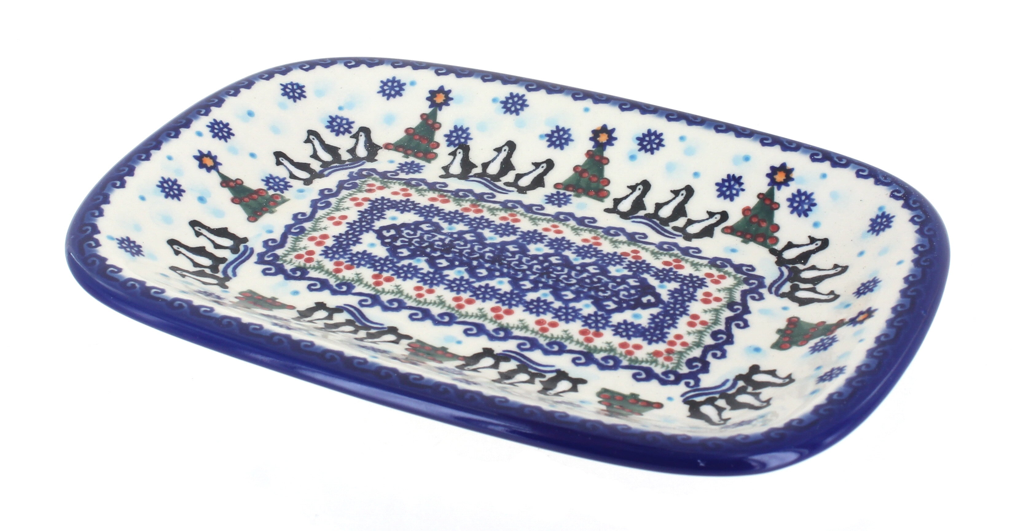 Blue Rose Polish Pottery Arctic Holidays Small Rectangular Serving ...
