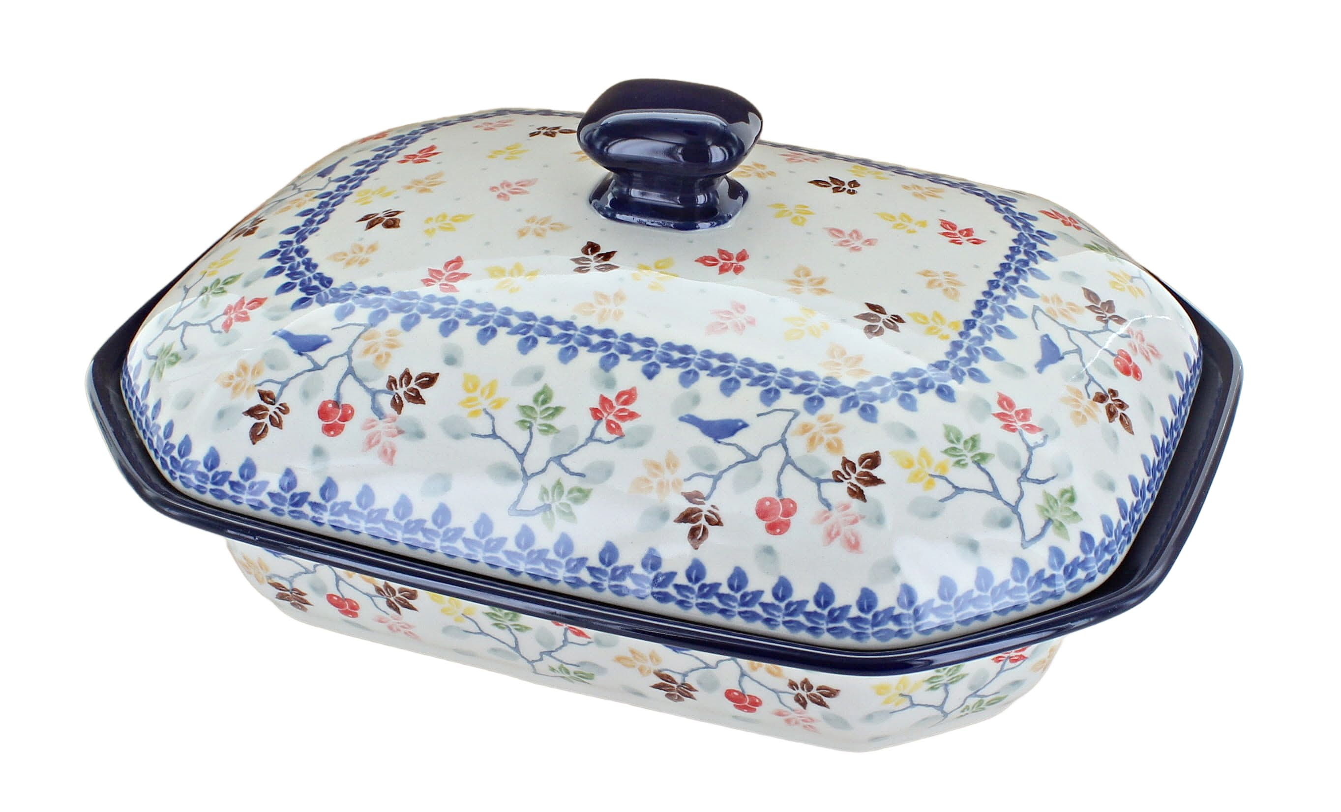 Blue Rose Polish Pottery Autumn Grove Medium Covered Baker - Walmart.com