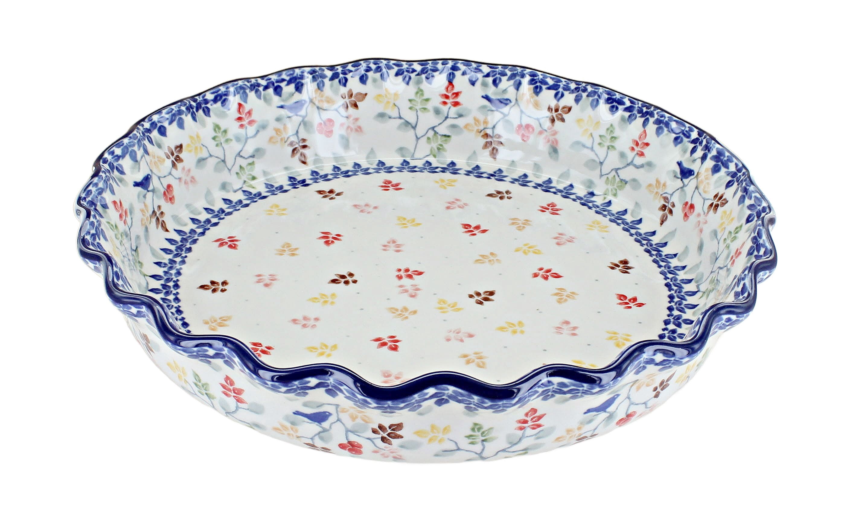 Blue Rose Polish Pottery Autumn Grove Pie Plate - Walmart.com