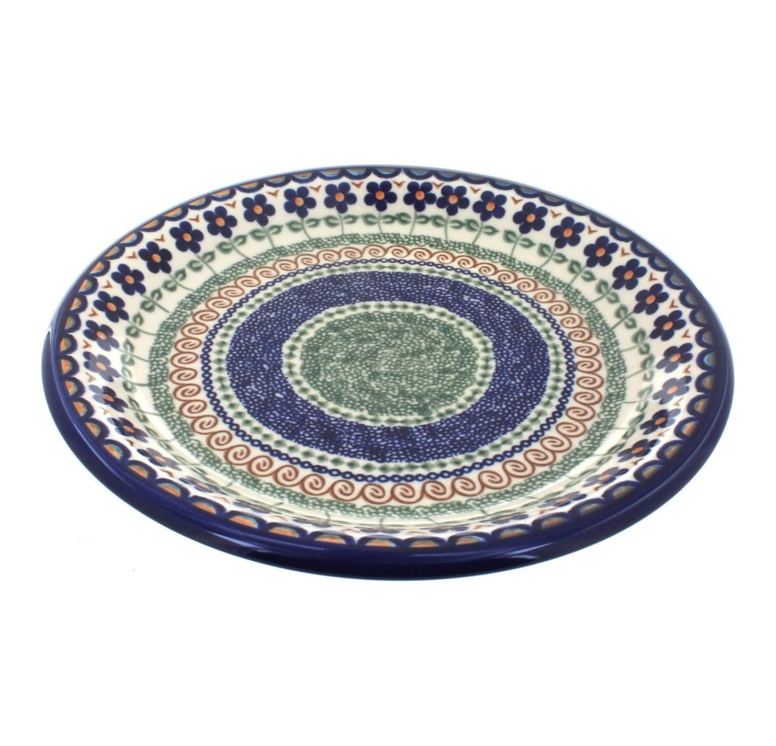 Blue Rose Polish Pottery Aztec Flower Dinner Plate - Walmart.com