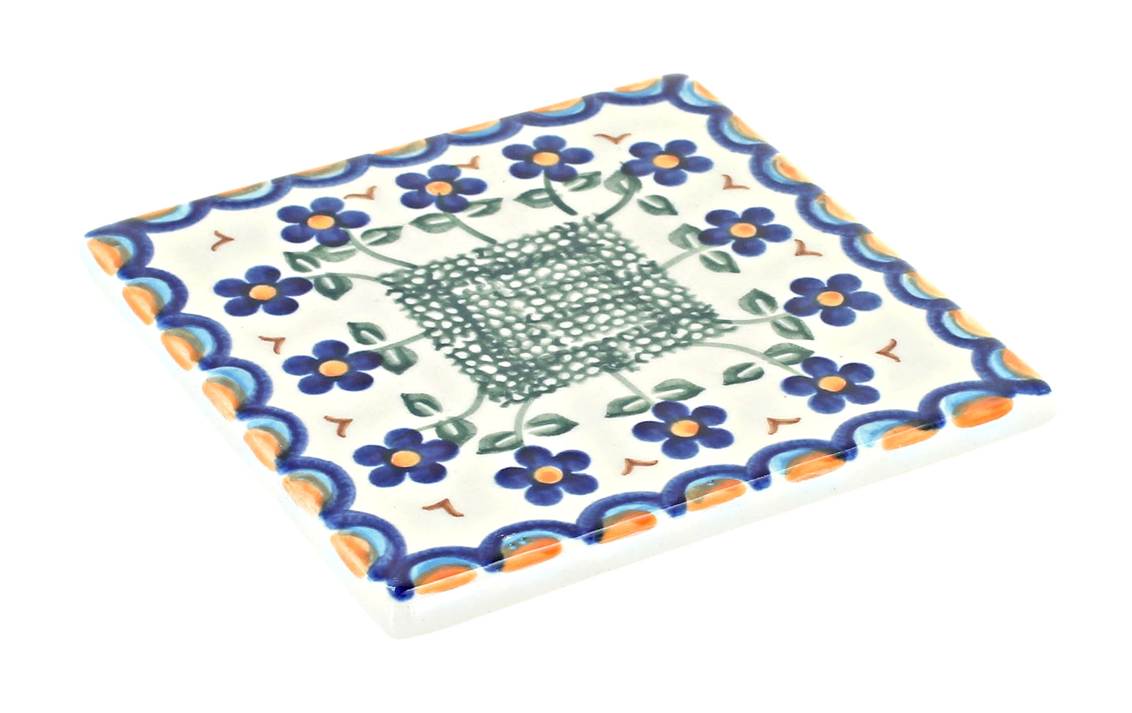 Blue Rose Polish Pottery Aztec Flower Tile - Walmart.com