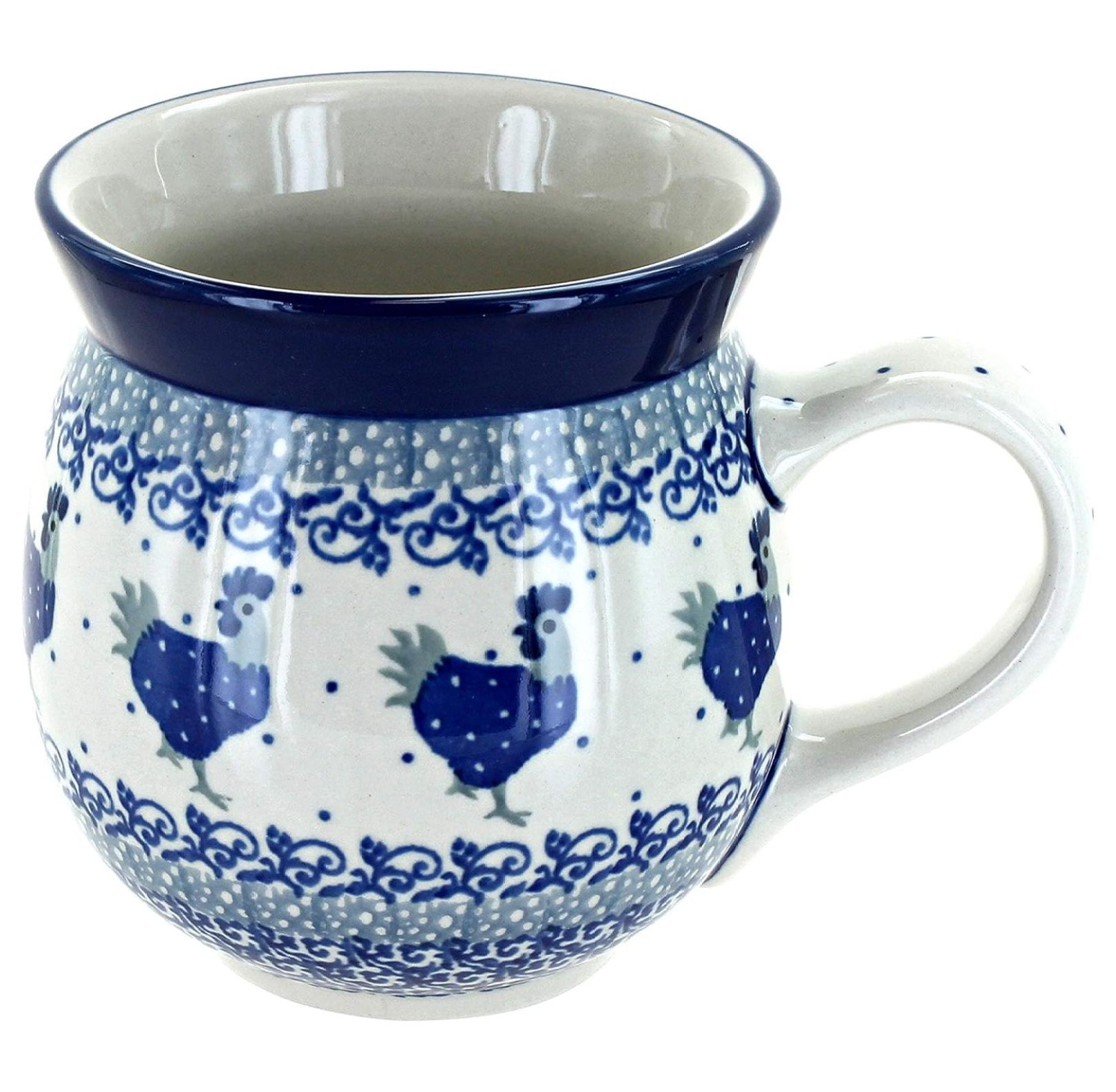 Blue Rose Polish Pottery Barnyard Rooster Bubble Mug - Walmart.com