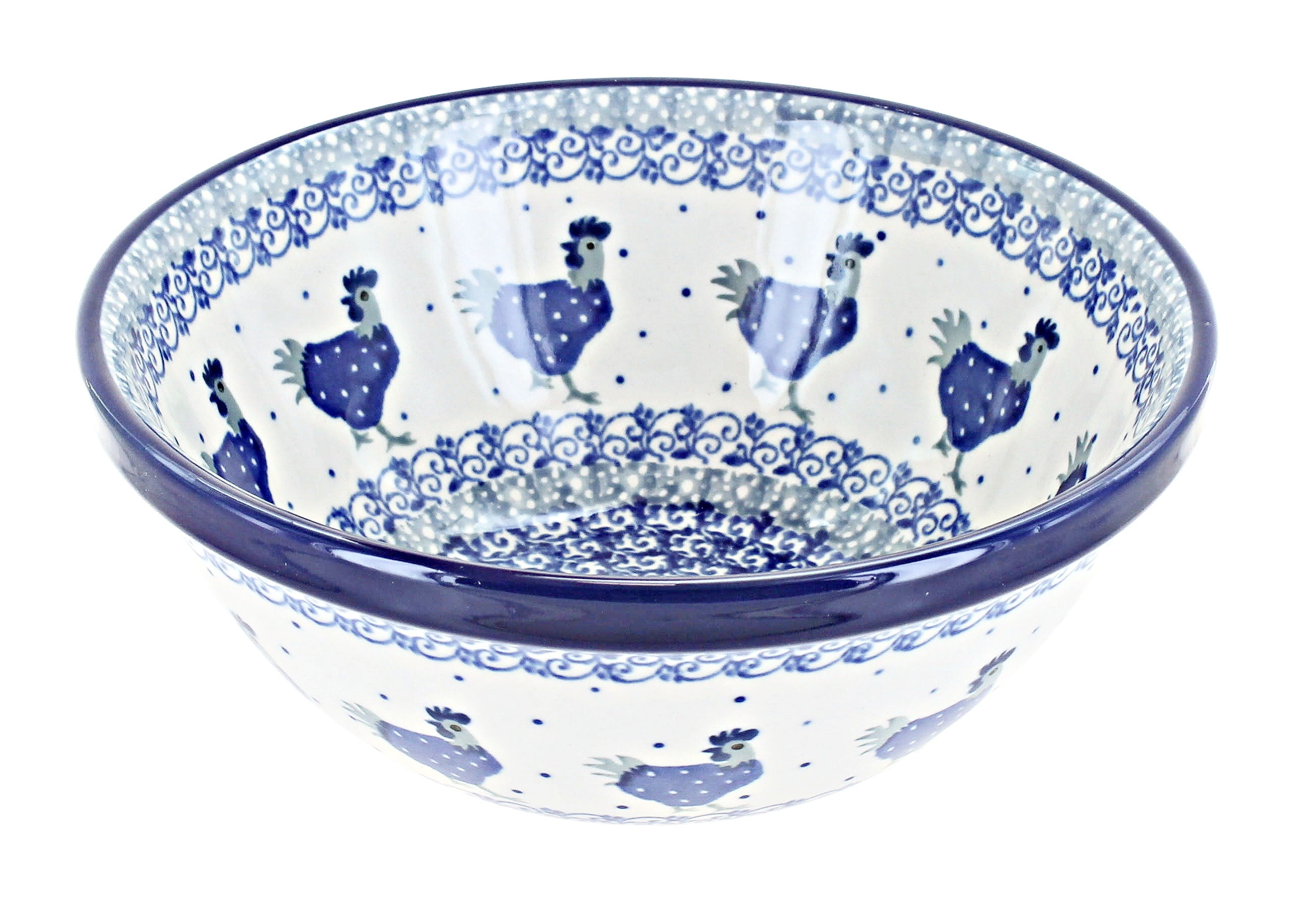 Blue Rose Polish Pottery Barnyard Rooster Cereal/Soup Bowl - Walmart.com