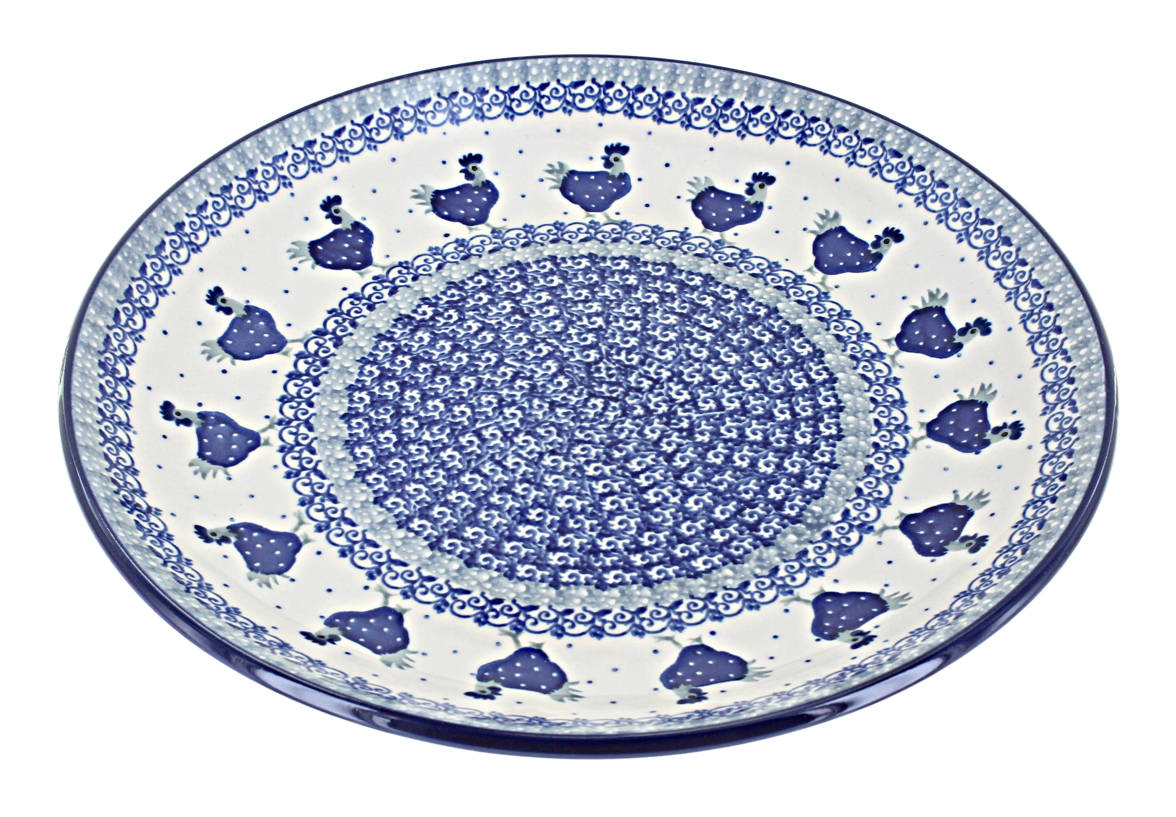 Blue Rose Polish Pottery Barnyard Rooster Dinner Plate - Walmart.com