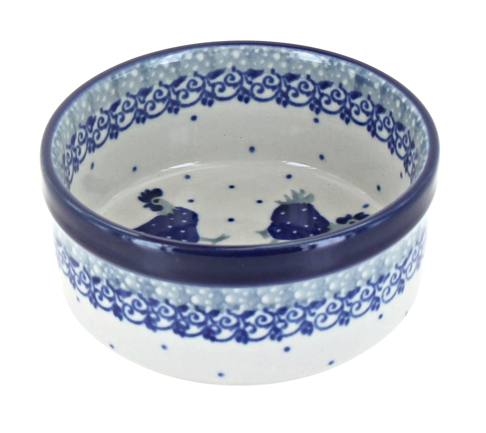 Blue Rose Polish Pottery Barnyard Rooster Small Ramekin - Walmart.com
