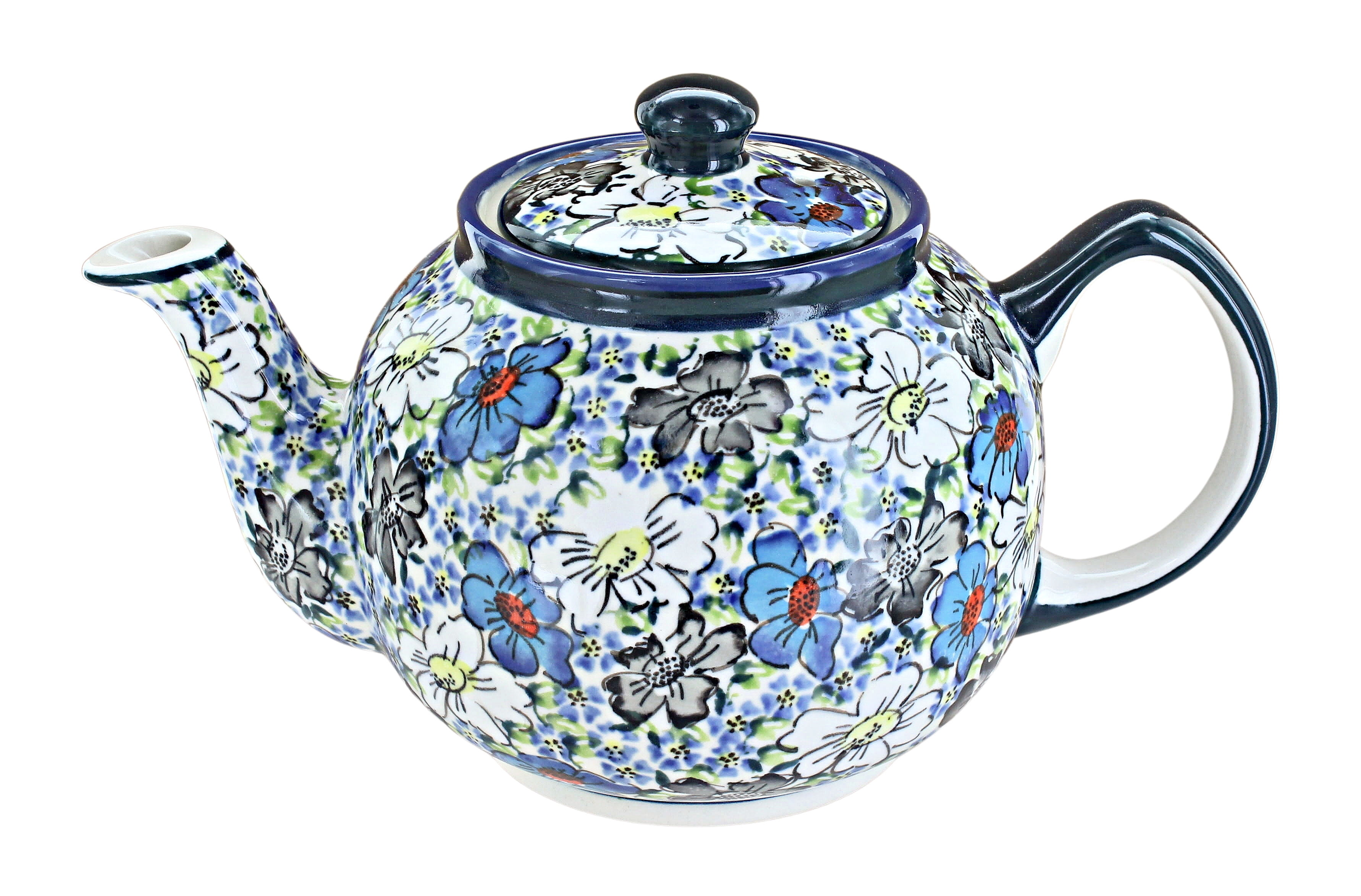 Blue Rose Polish Pottery Bed of Flowers Medium Teapot - Walmart.com