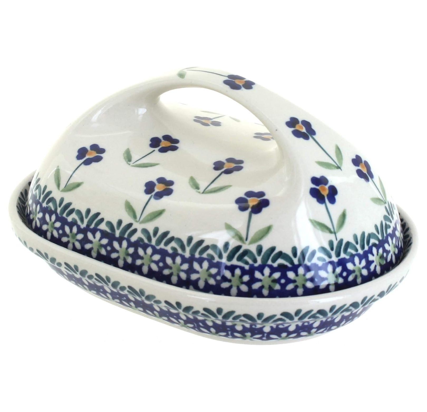 Blue Rose Polish Pottery Blue Butter Dish - Walmart.com