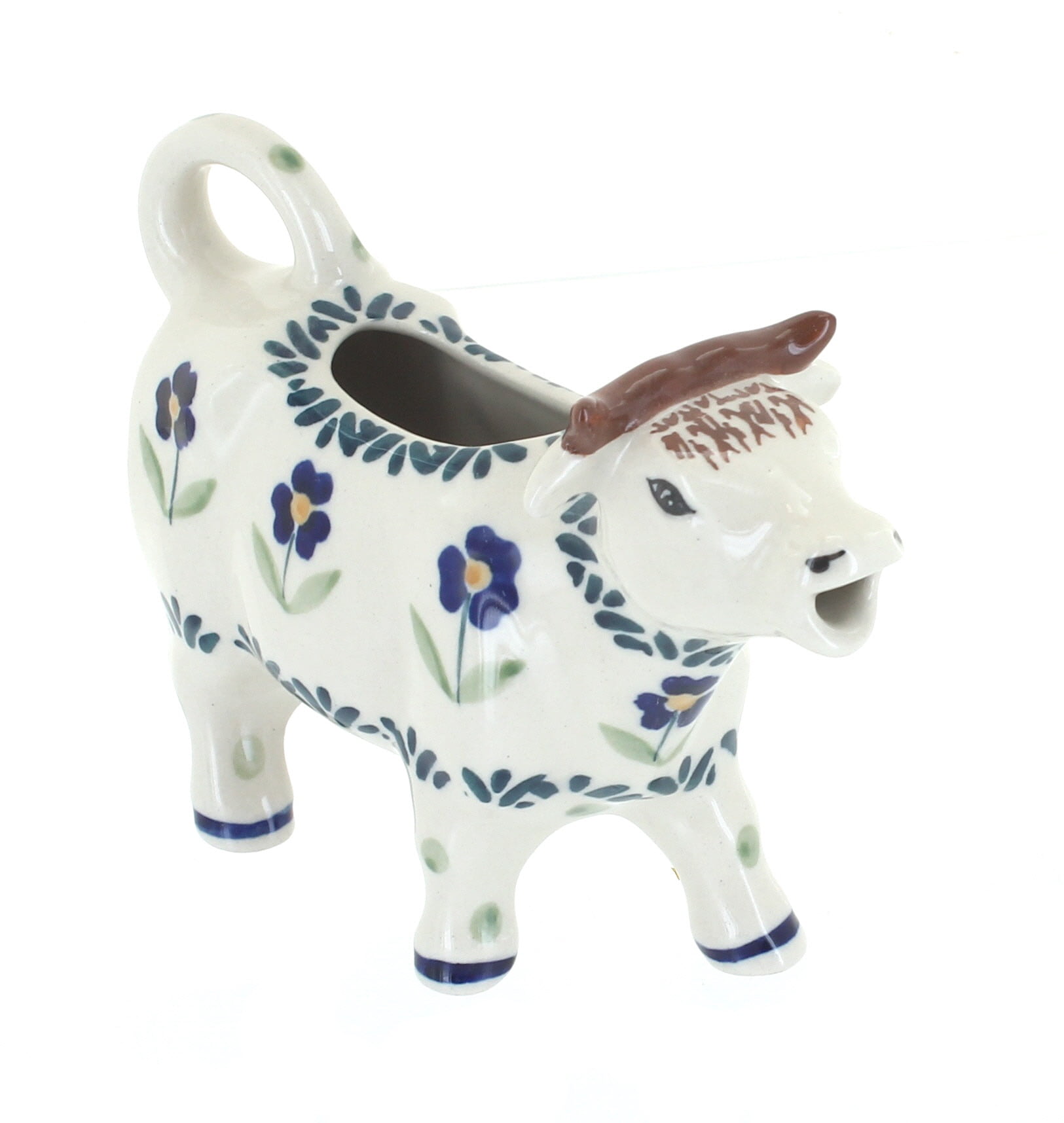 Blue Rose Polish Pottery Blue Daisy Cow Creamer - Walmart.com