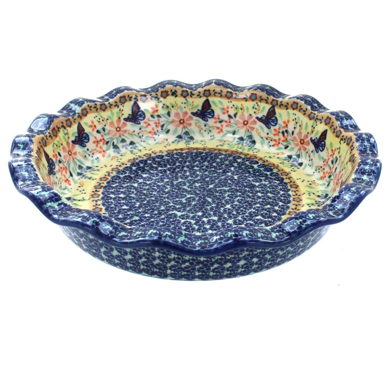 Blue Rose Polish Pottery Blue Pie Plate - Walmart.com