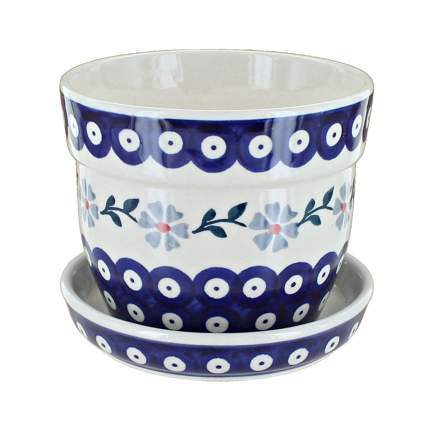 Blue Rose Polish Pottery Blue Violet Medium Flower Pot - Walmart.com
