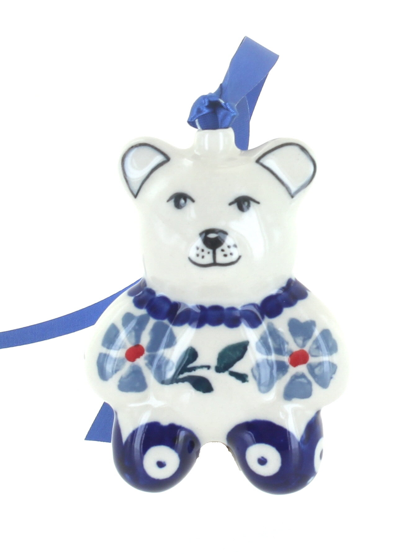 Blue Rose Polish Pottery Blue Violet Teddy Bear Ornament - Walmart.com