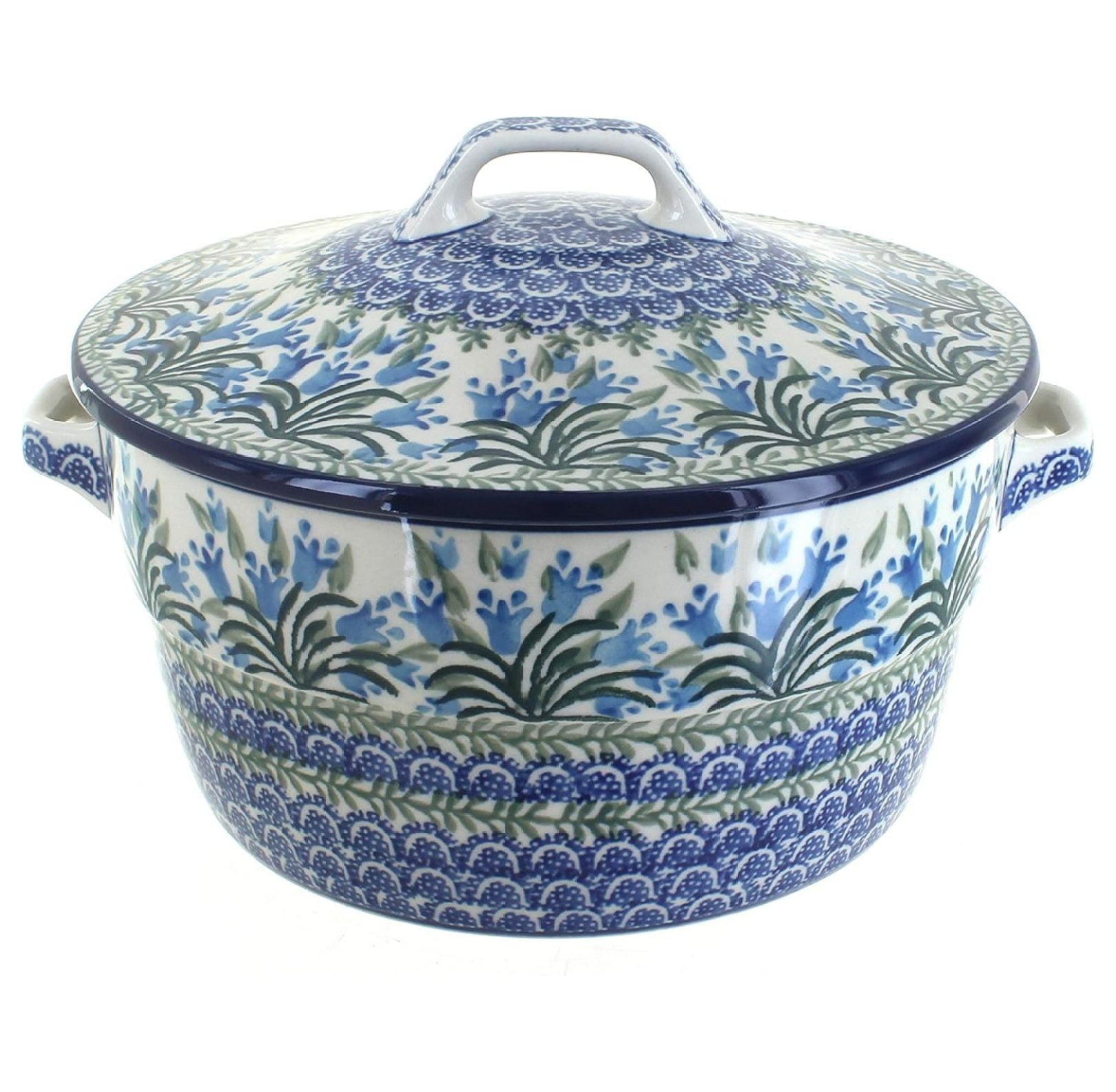 Blue Rose Polish Pottery Bouquet Covered Round Baker - Walmart.com