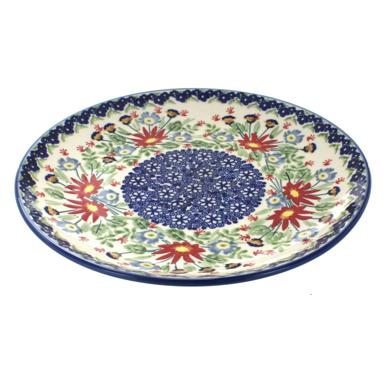 Blue Rose Polish Pottery Bouquet Dinner Plate - Walmart.com