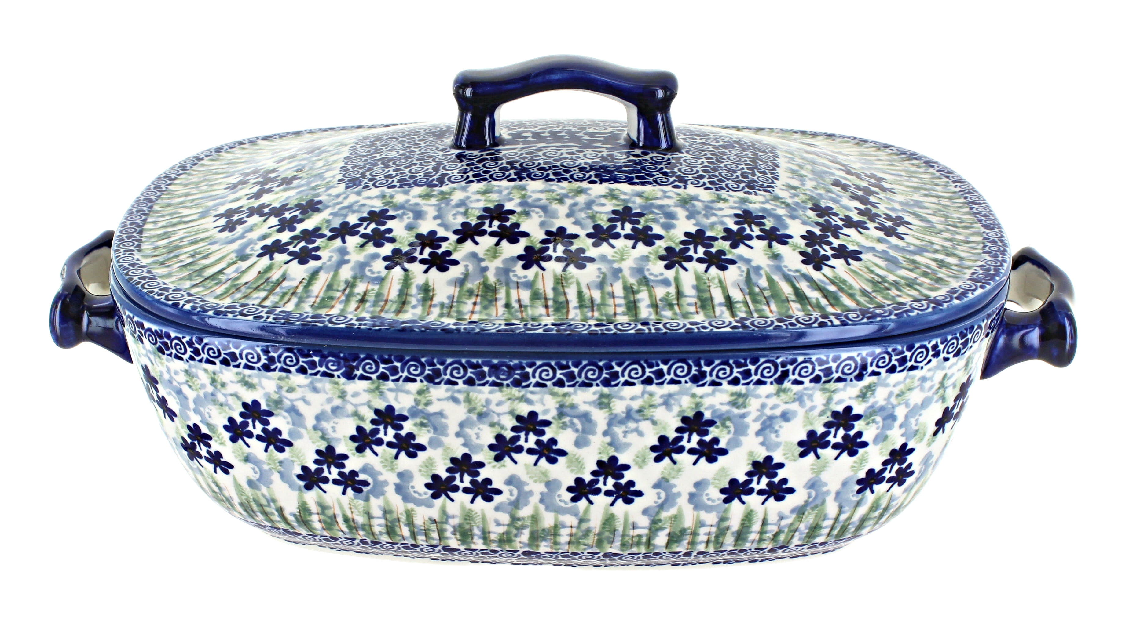 Blue Rose Polish Pottery Brienna Roaster with Lid - Walmart.com