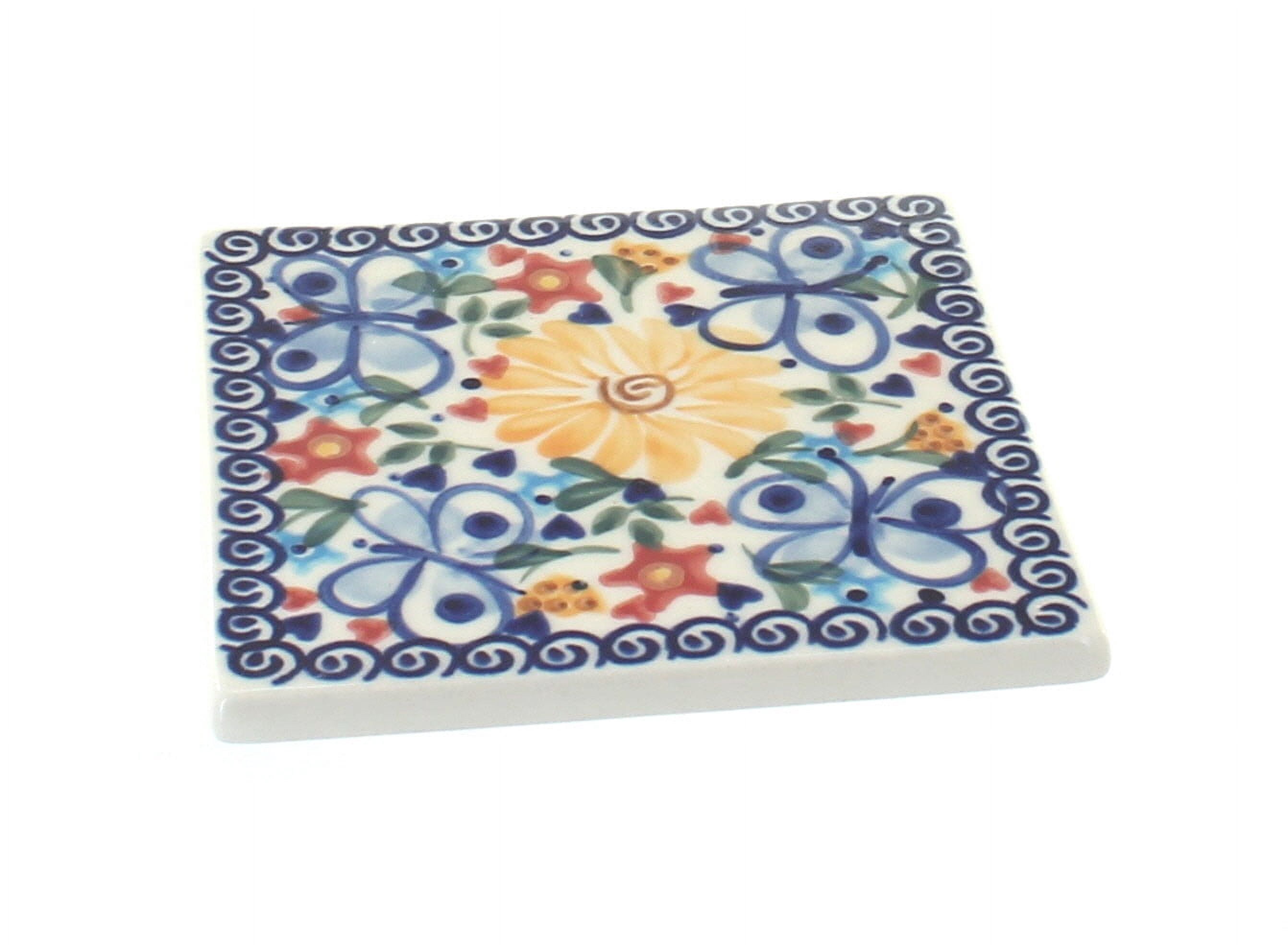 Blue Rose Polish Pottery Butterfly Tile - Walmart.com