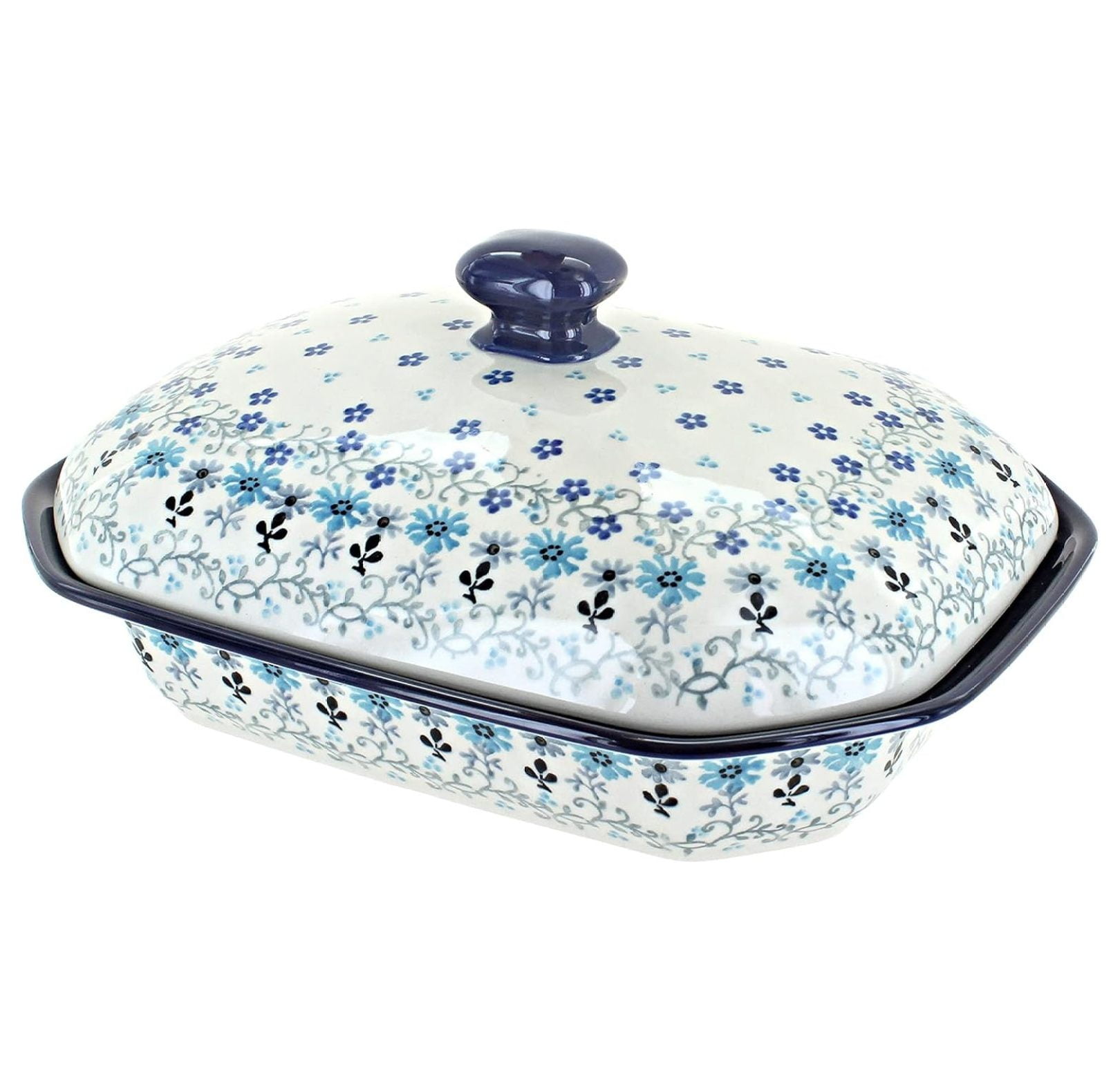 Blue Rose Polish Pottery Celeste Medium Covered Baker - Walmart.com