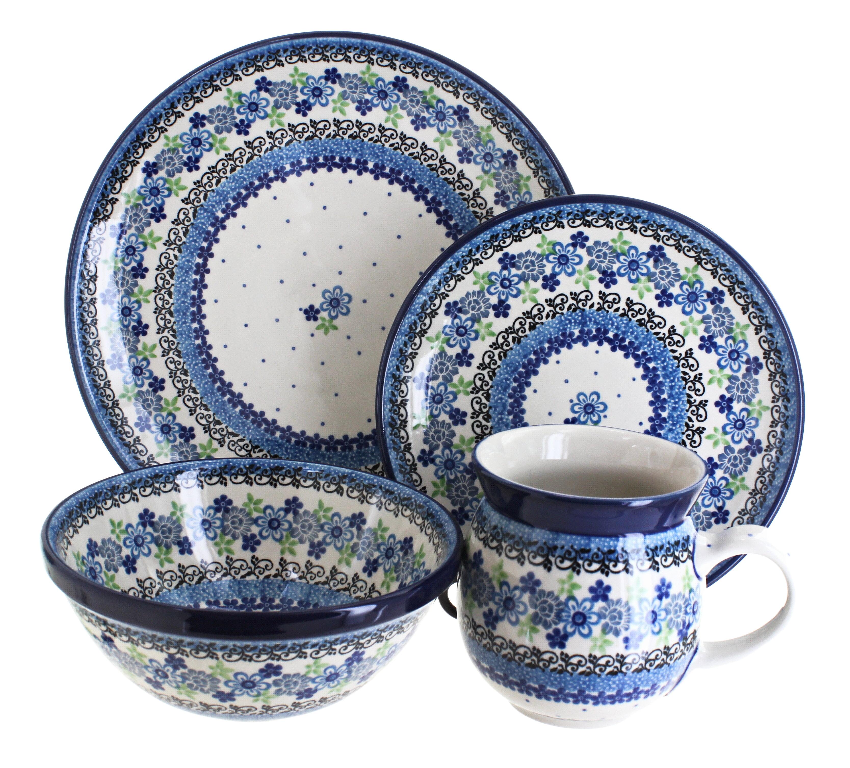 Blue Rose Polish Pottery Ceramika Artystyczna Dinnerware (16 PC ...