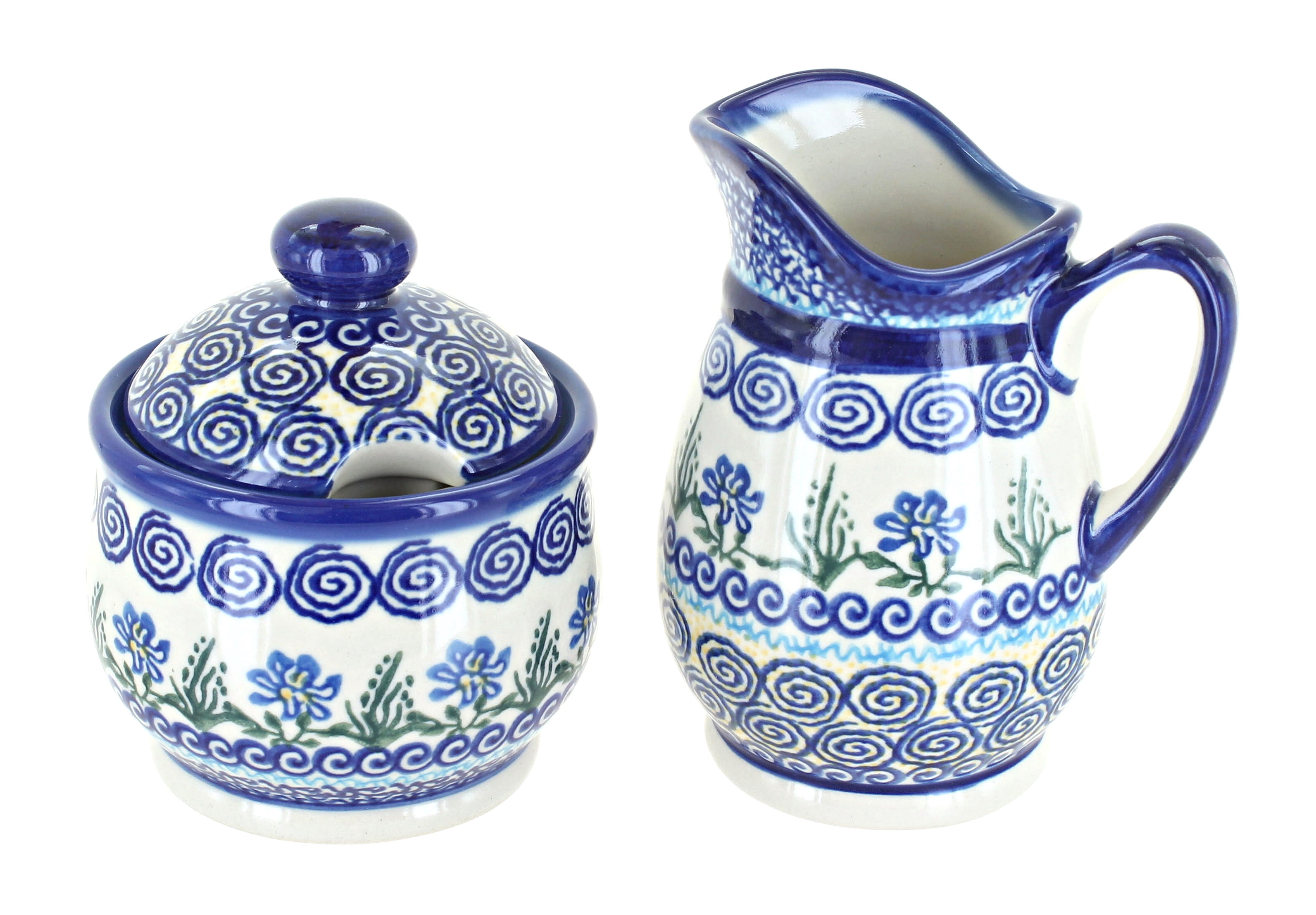 Blue Rose Polish Pottery Charleston Cream & Sugar Set - Walmart.com