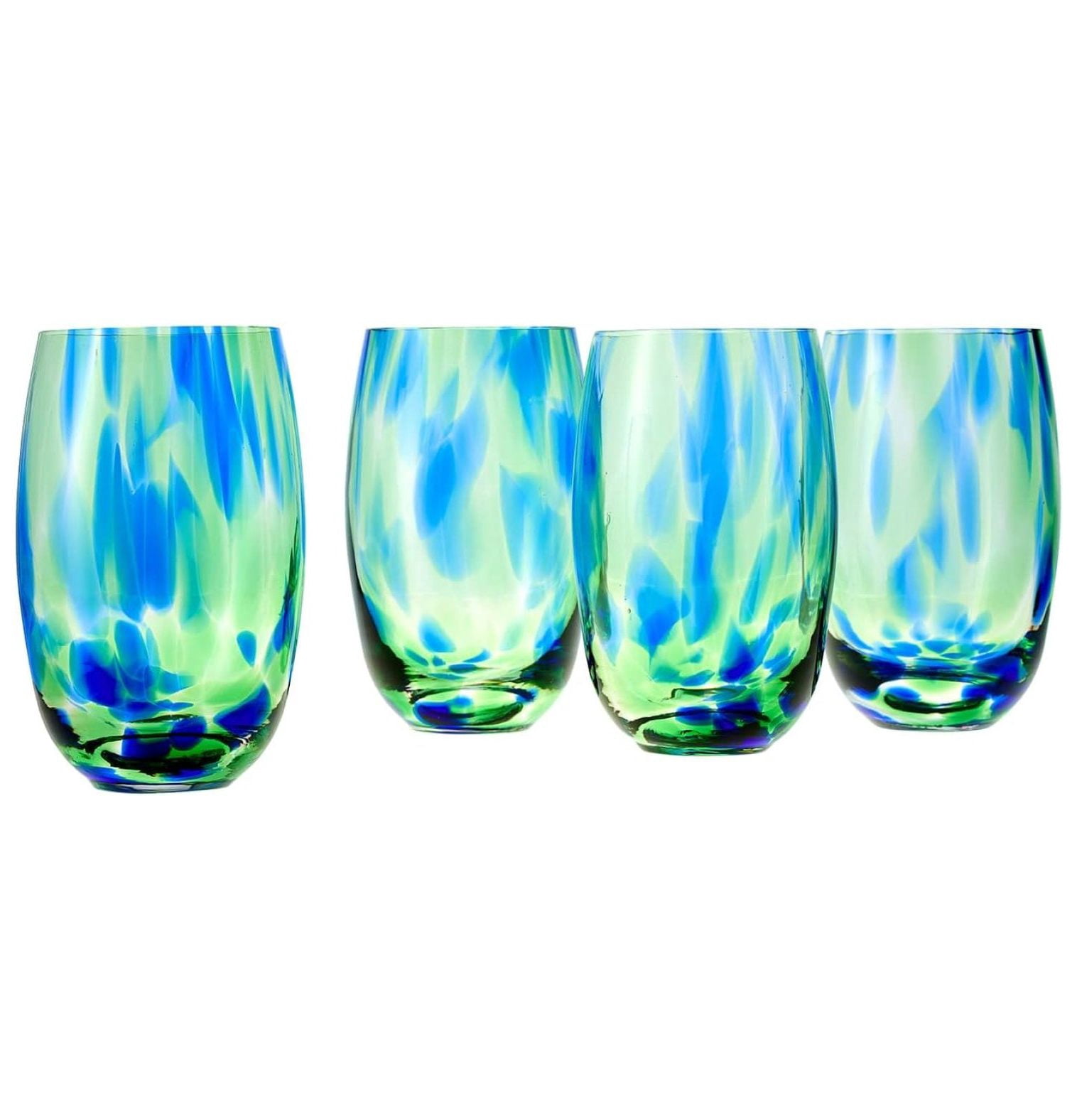 Blue Rose Polish Pottery Cobalt and Green Confetti Water Glass Set ...