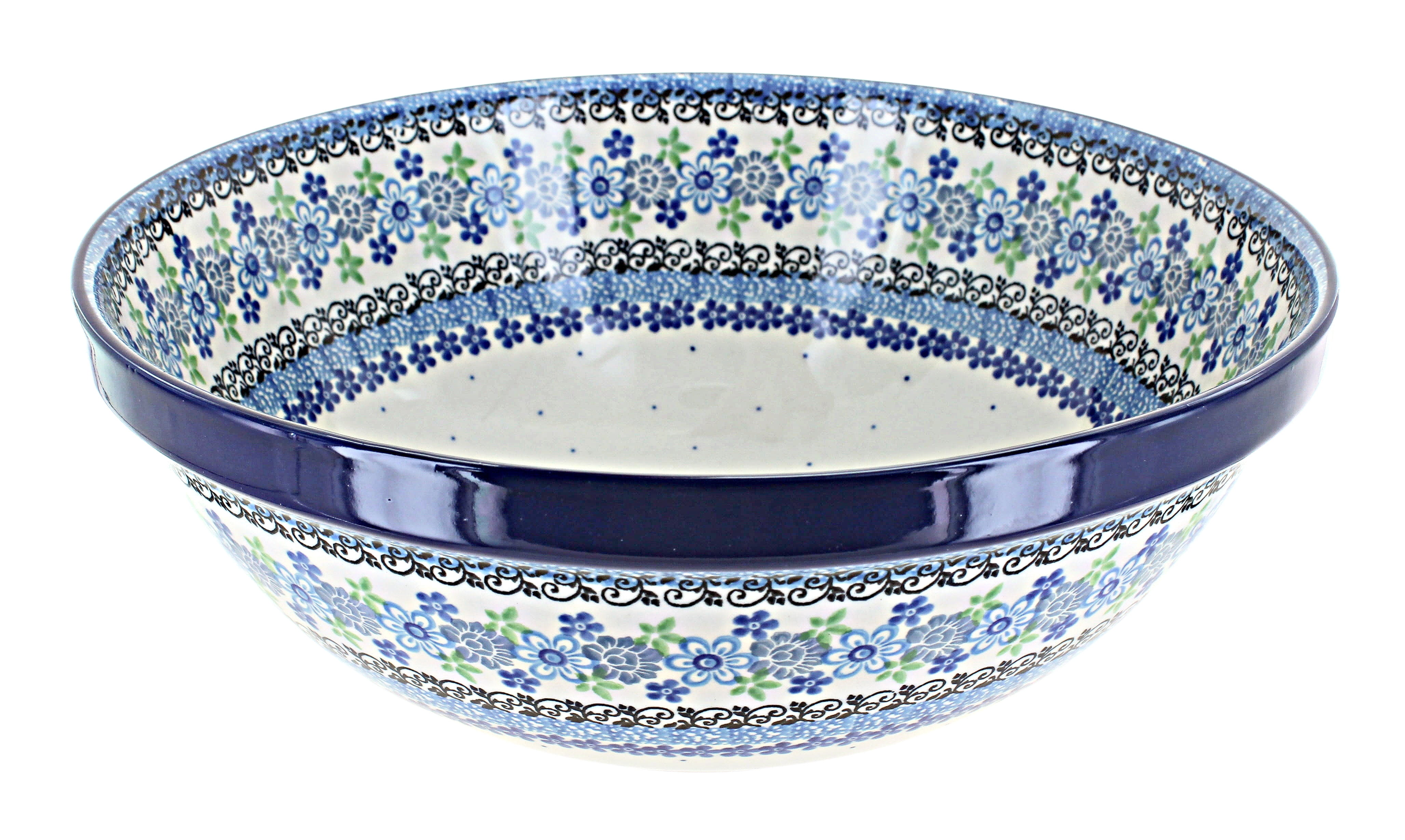 Blue Rose Polish Pottery Eliza Large Serving Bowl - Walmart.com