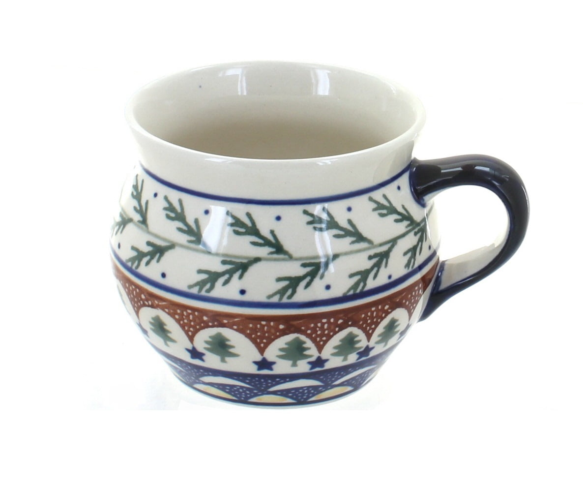 Blue Rose Polish Pottery Evergreen Bell Shaped Mug - Walmart.com