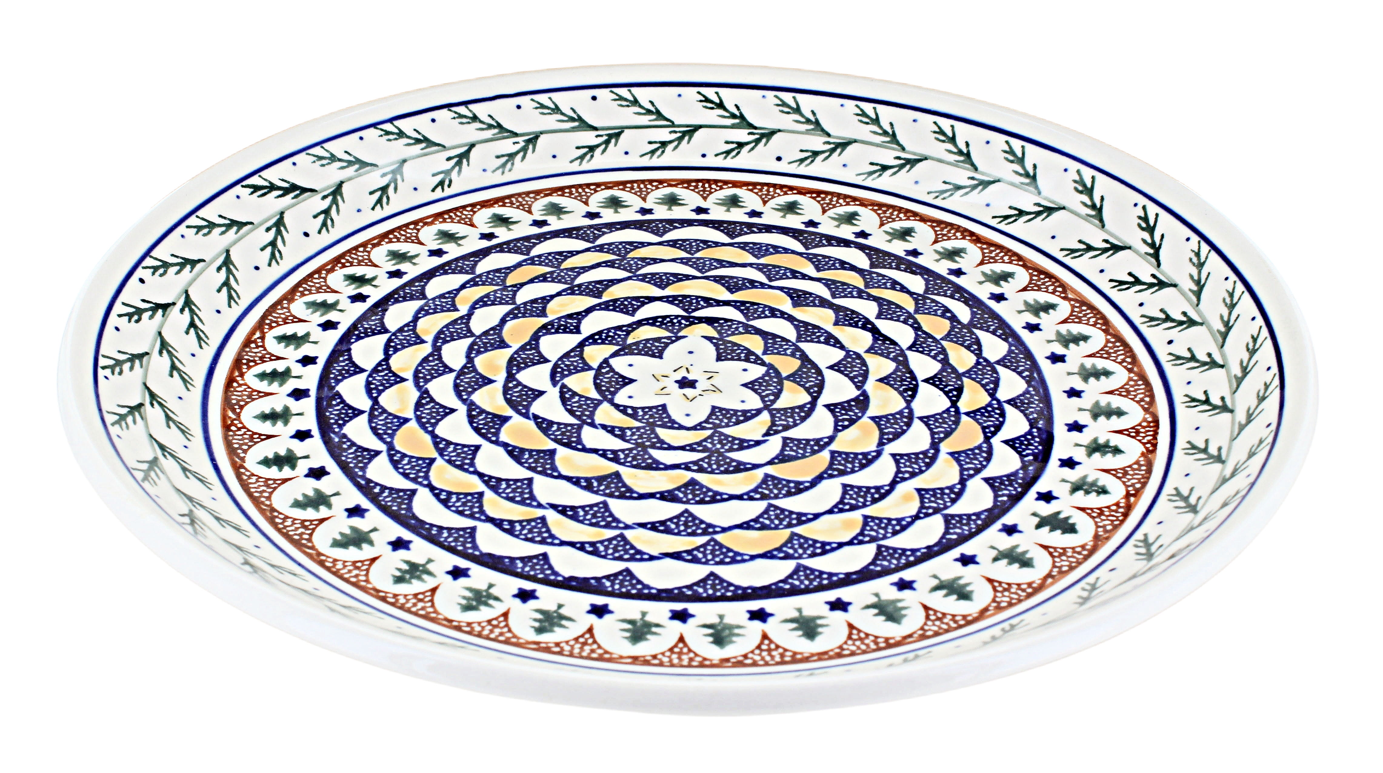 Blue Rose Polish Pottery Evergreen Large Round Platter - Walmart.com